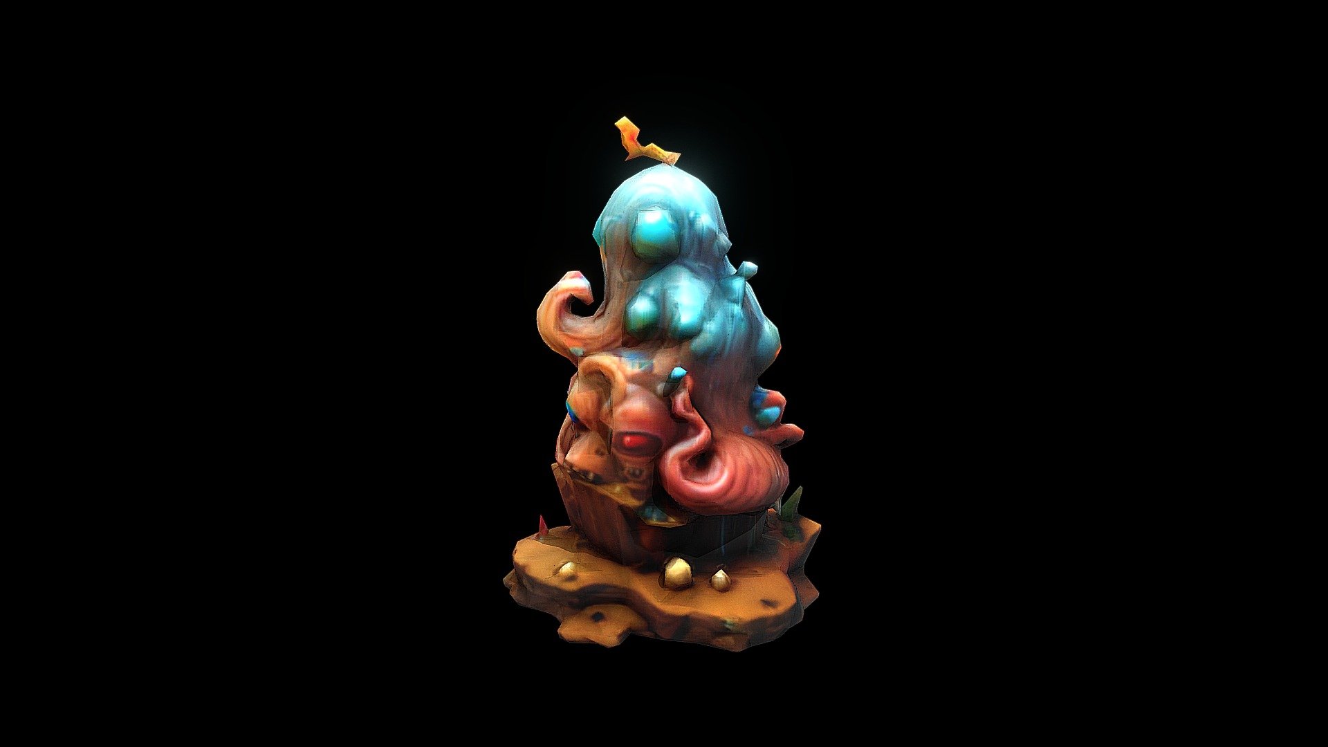 a cartoon drawing of a monster with bubbles c - Download Free 3D model ...