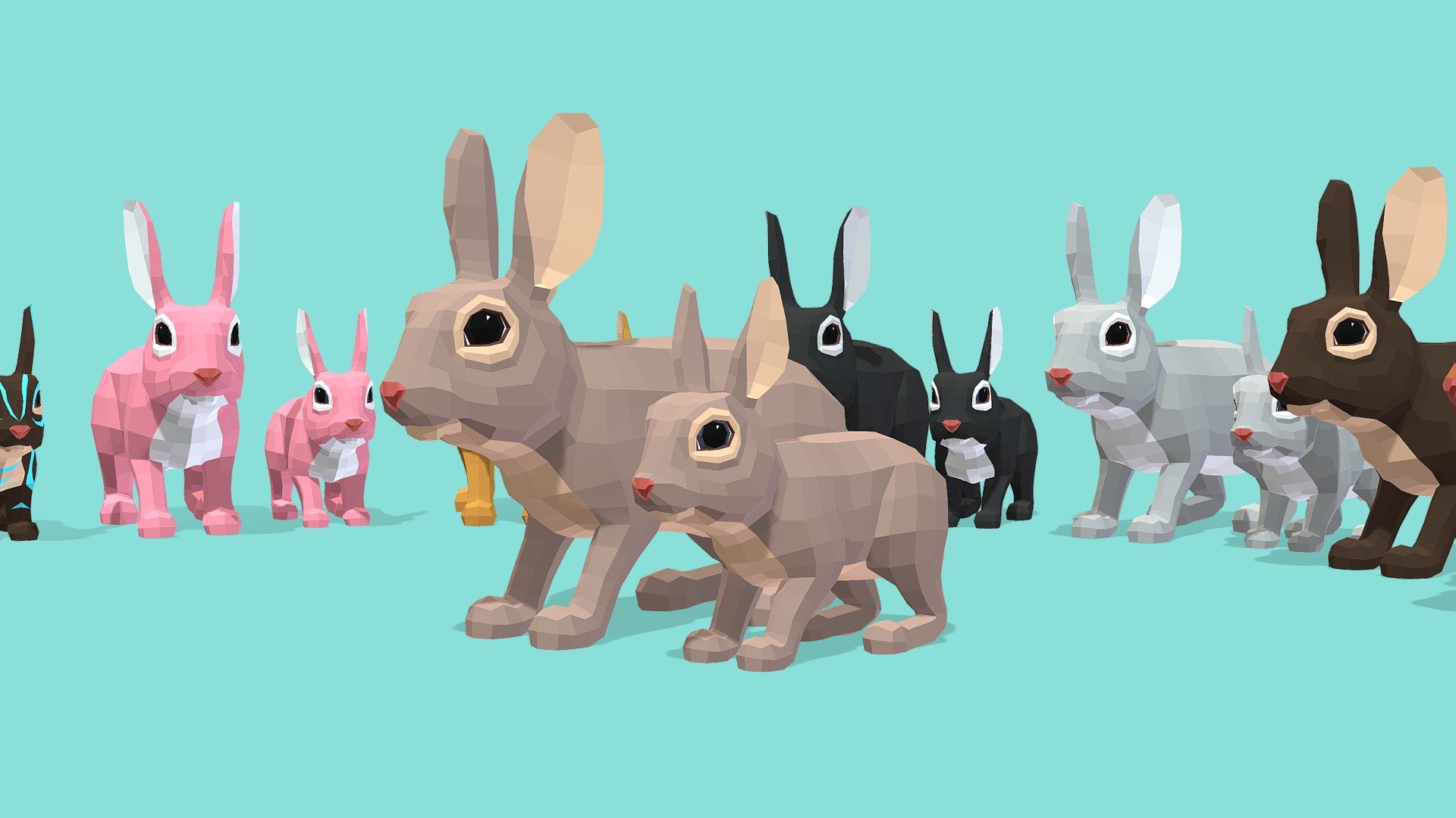 Low Poly Rabbits pack - Buy Royalty Free 3D model by RedDeer (@billl90 ...
