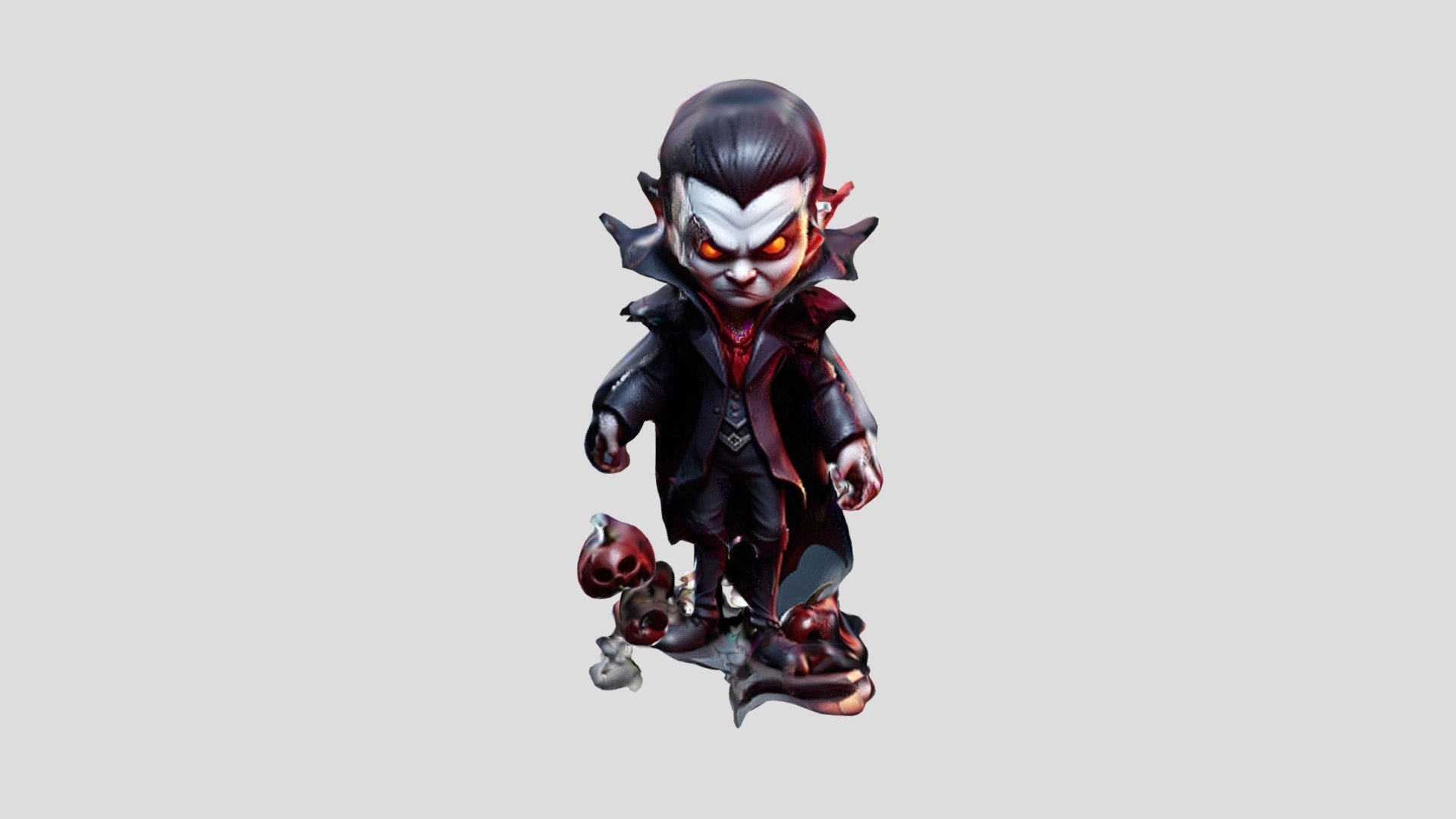 Halloween Dracula Mini Figure on Black Backgrou - Download Free 3D ...