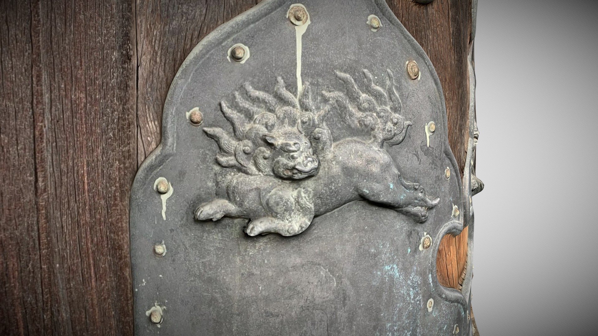 Kirin metal relief on wood pillar - 3D model by Koto3D Stephane Vogley ...