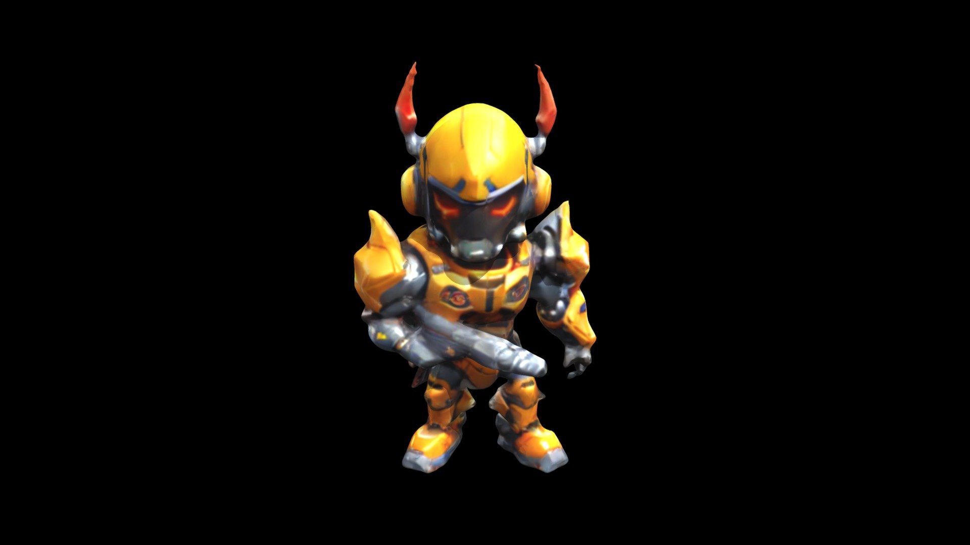 An orange action figure with horns and a missile - Download Free 3D ...