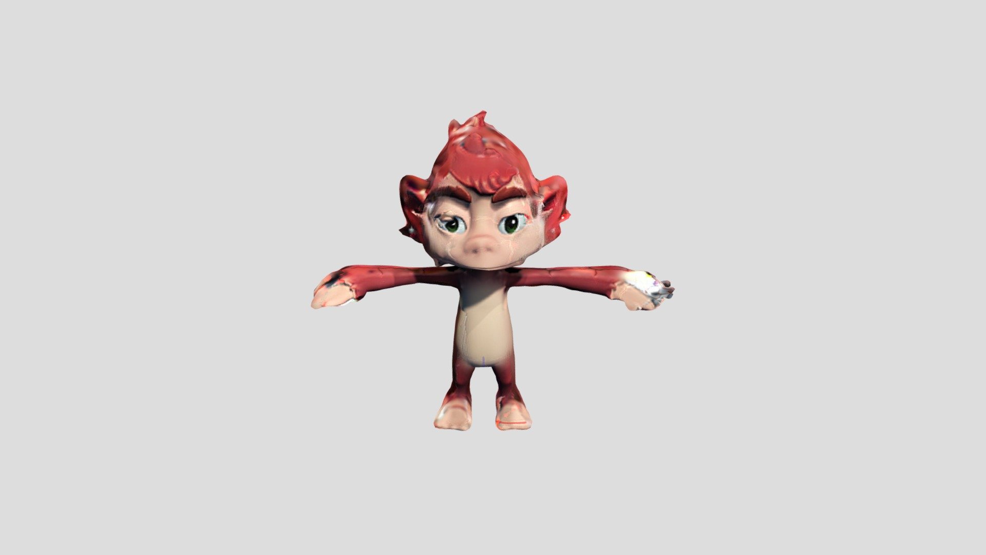 Red cartoon monkey with arms outstretched A r - Download Free 3D model ...