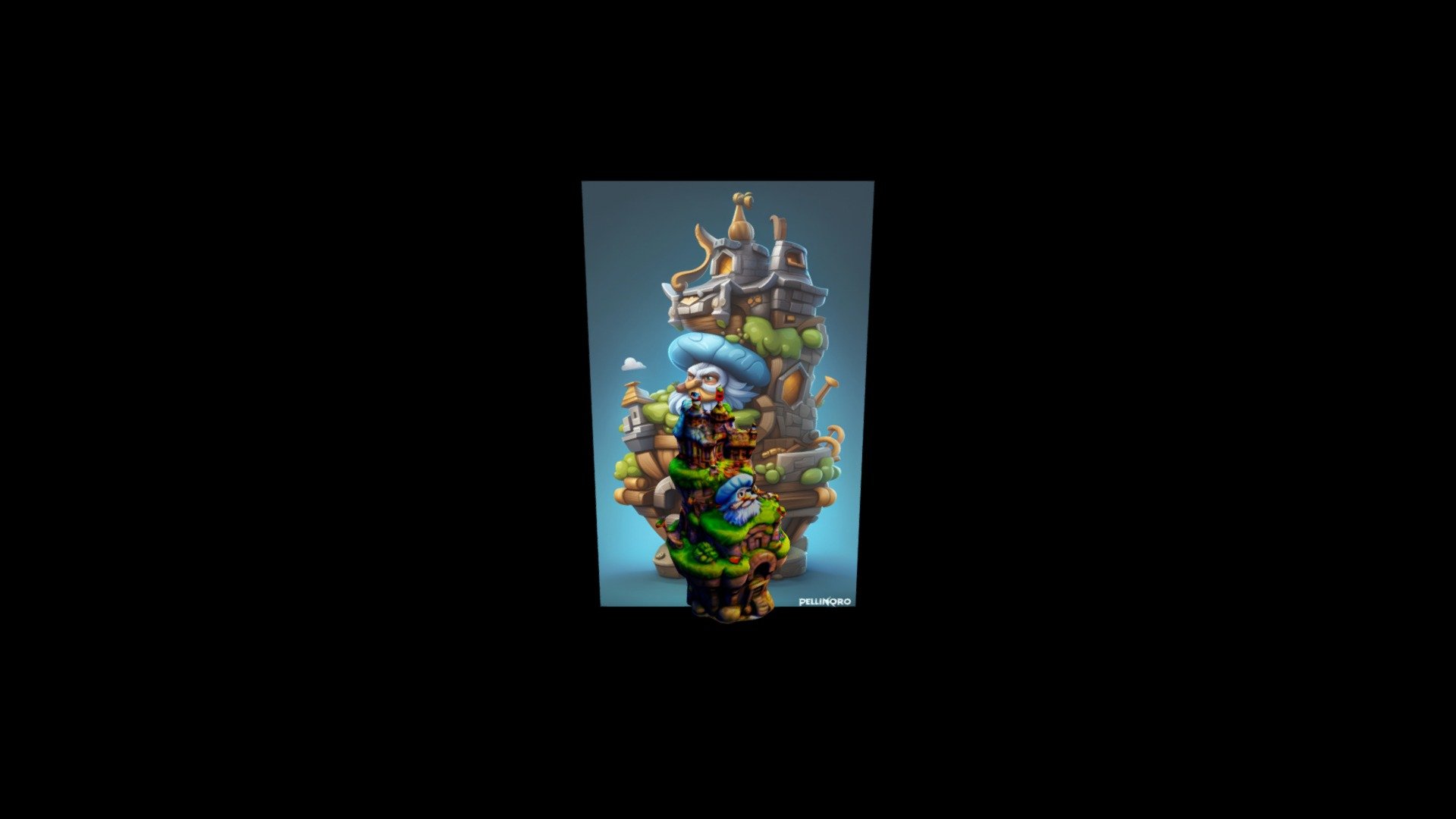 a cartoon character on a floating object In this - Download Free 3D ...