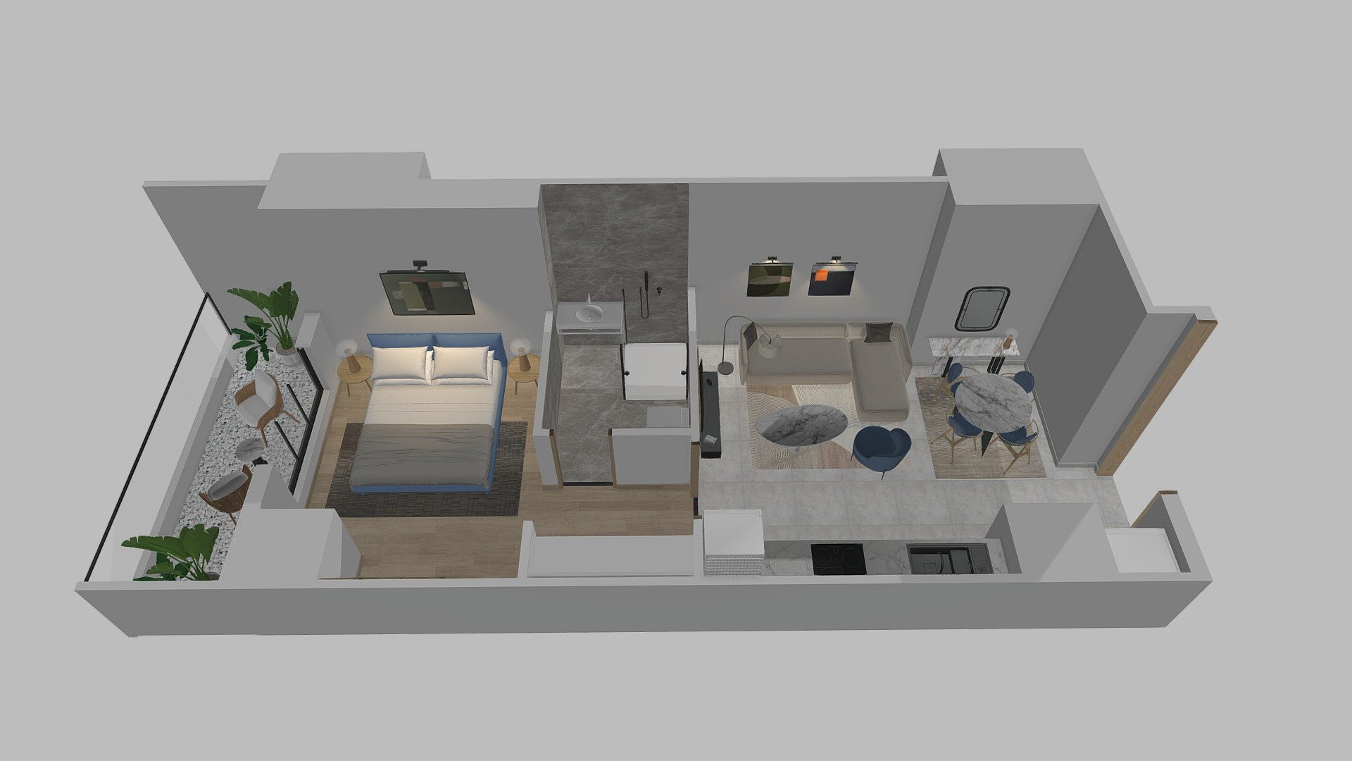 Zameen Arx _ One Bed Apartment - 3D model by Zameen.com [fc270e9] - Sketchfab