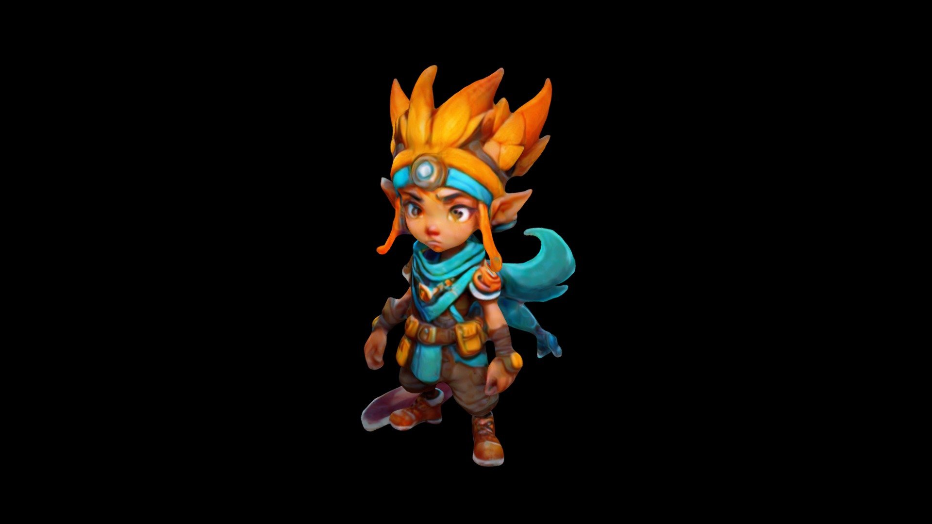 a character in the style of a cartoon with orang - Download Free 3D ...
