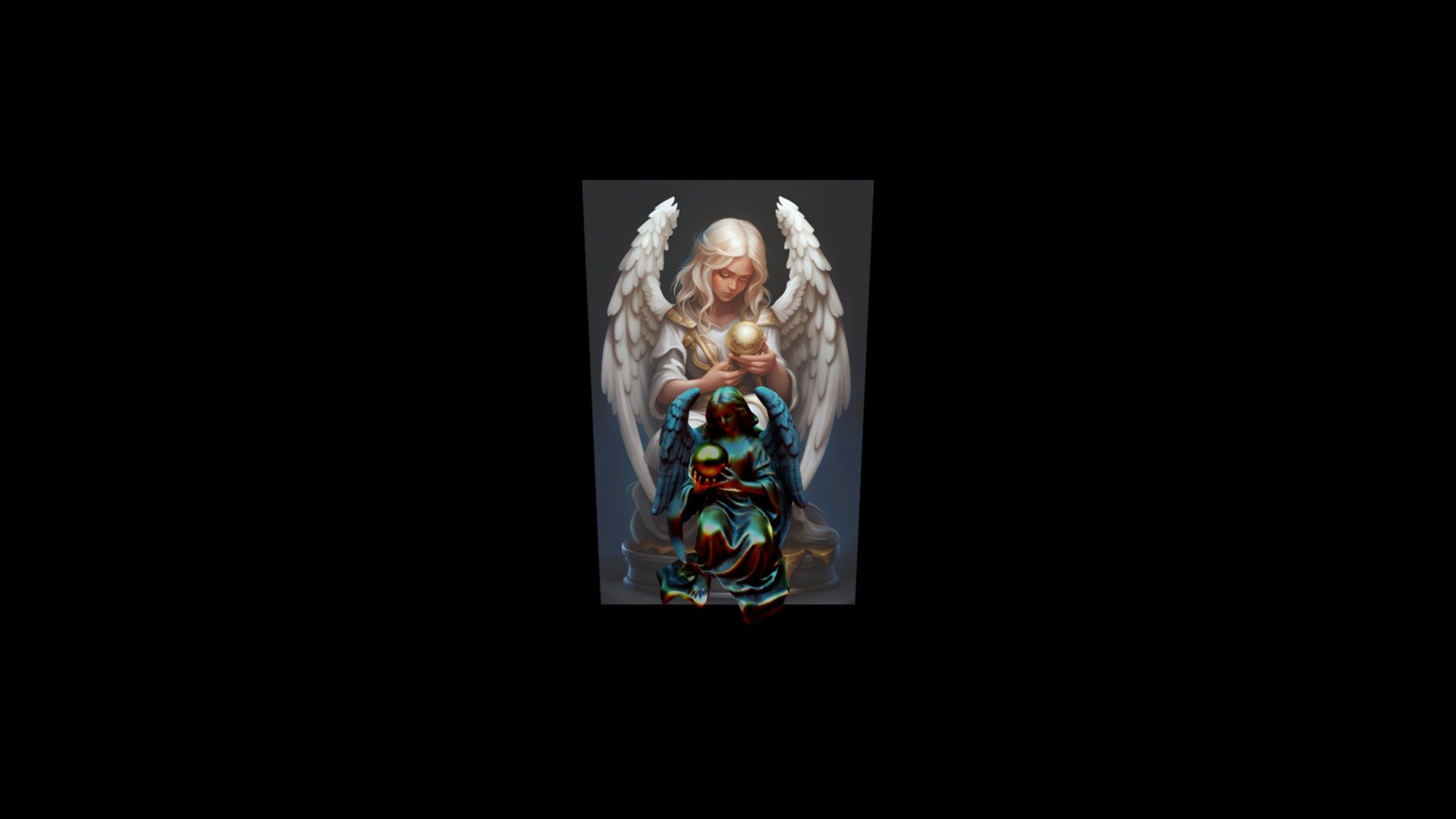 Golden Angel with Globe A statue of a golden - Download Free 3D model ...