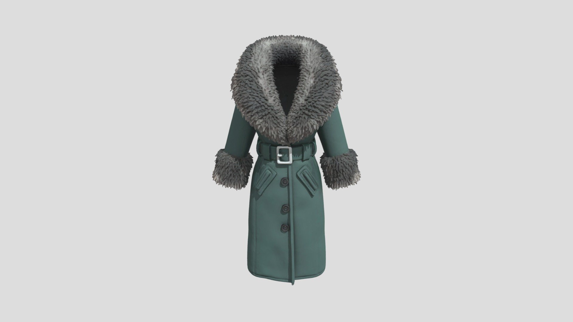 Long Teal Penny-Lane Leather Winter Coat - Download Free 3D model by ...
