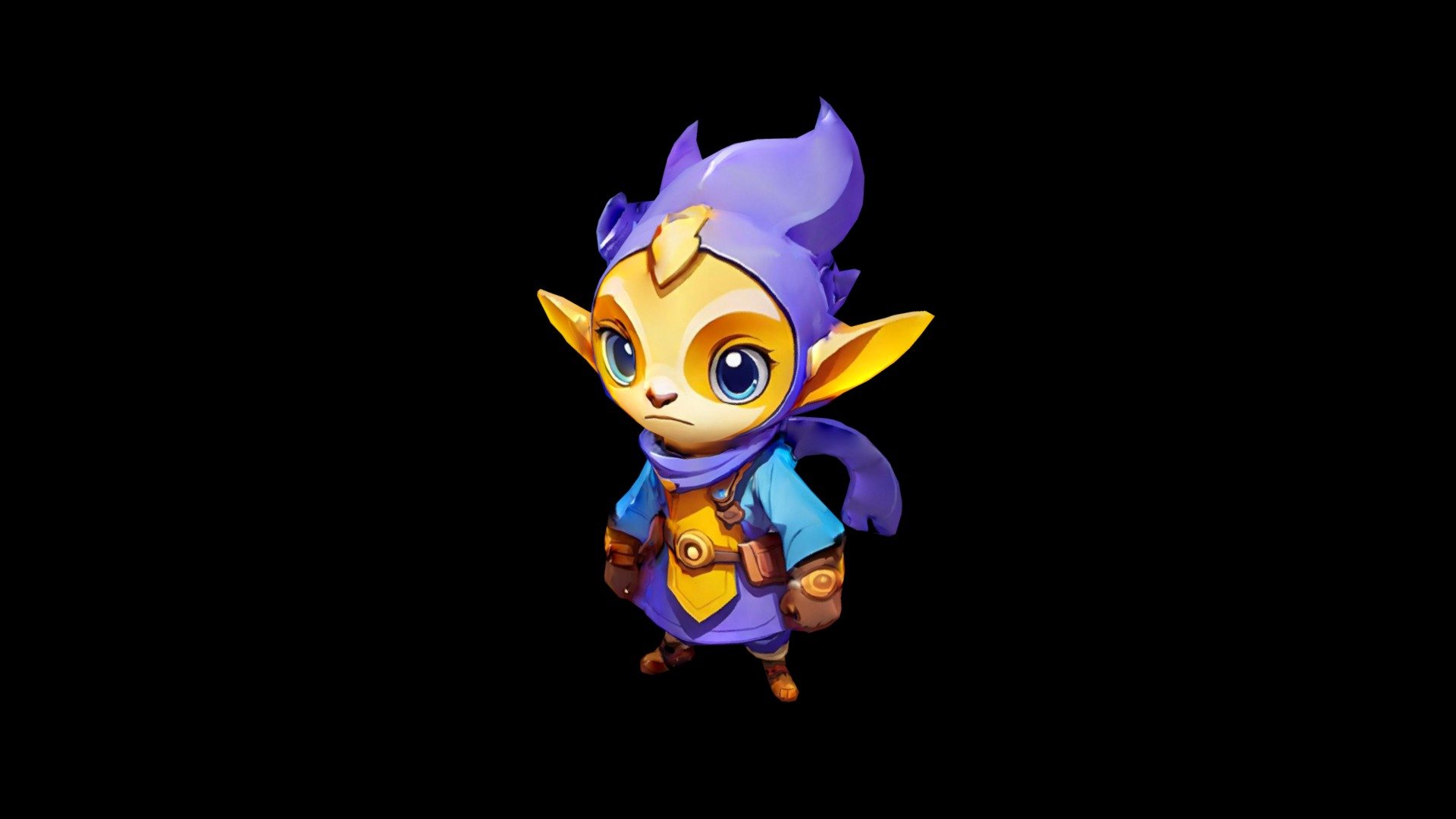 A chibi-style character with purple hair and poi - Download Free 3D ...