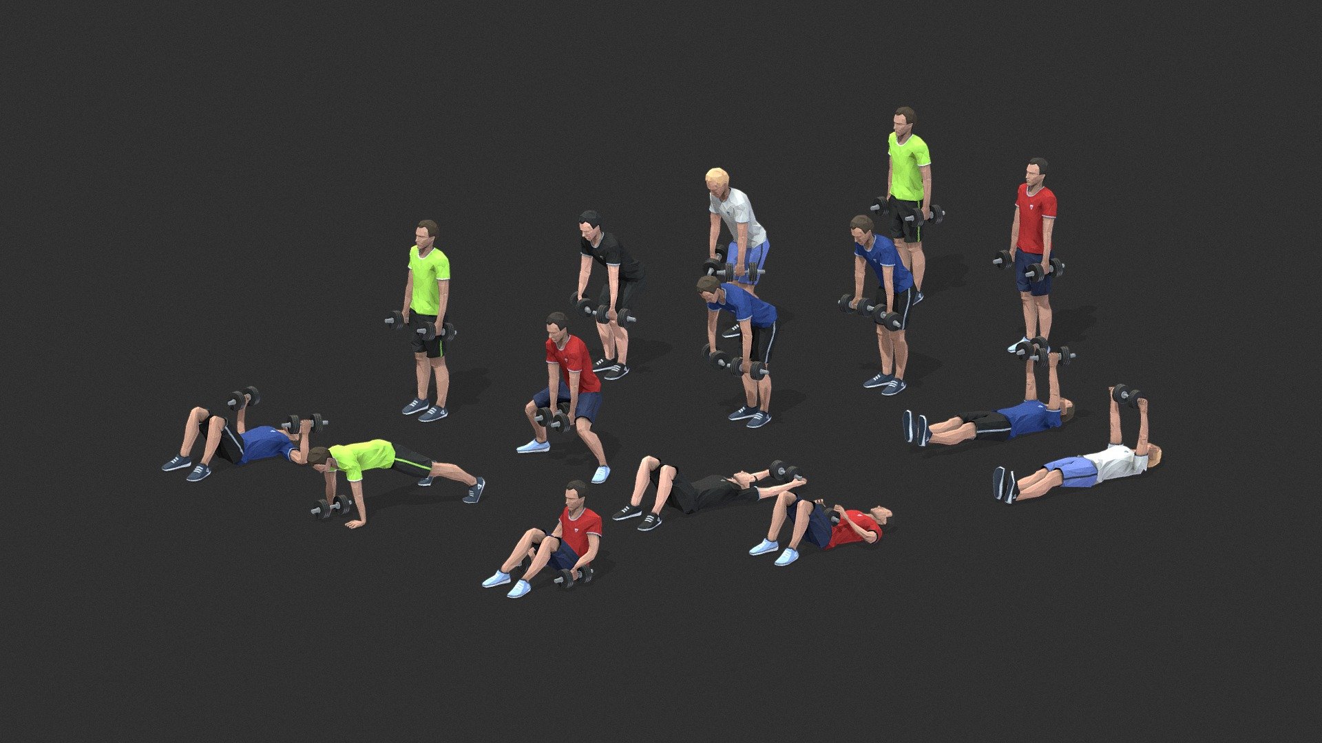 aDumbbells Worksout Animation Bundle Vol. 2 - Buy Royalty Free 3D model ...