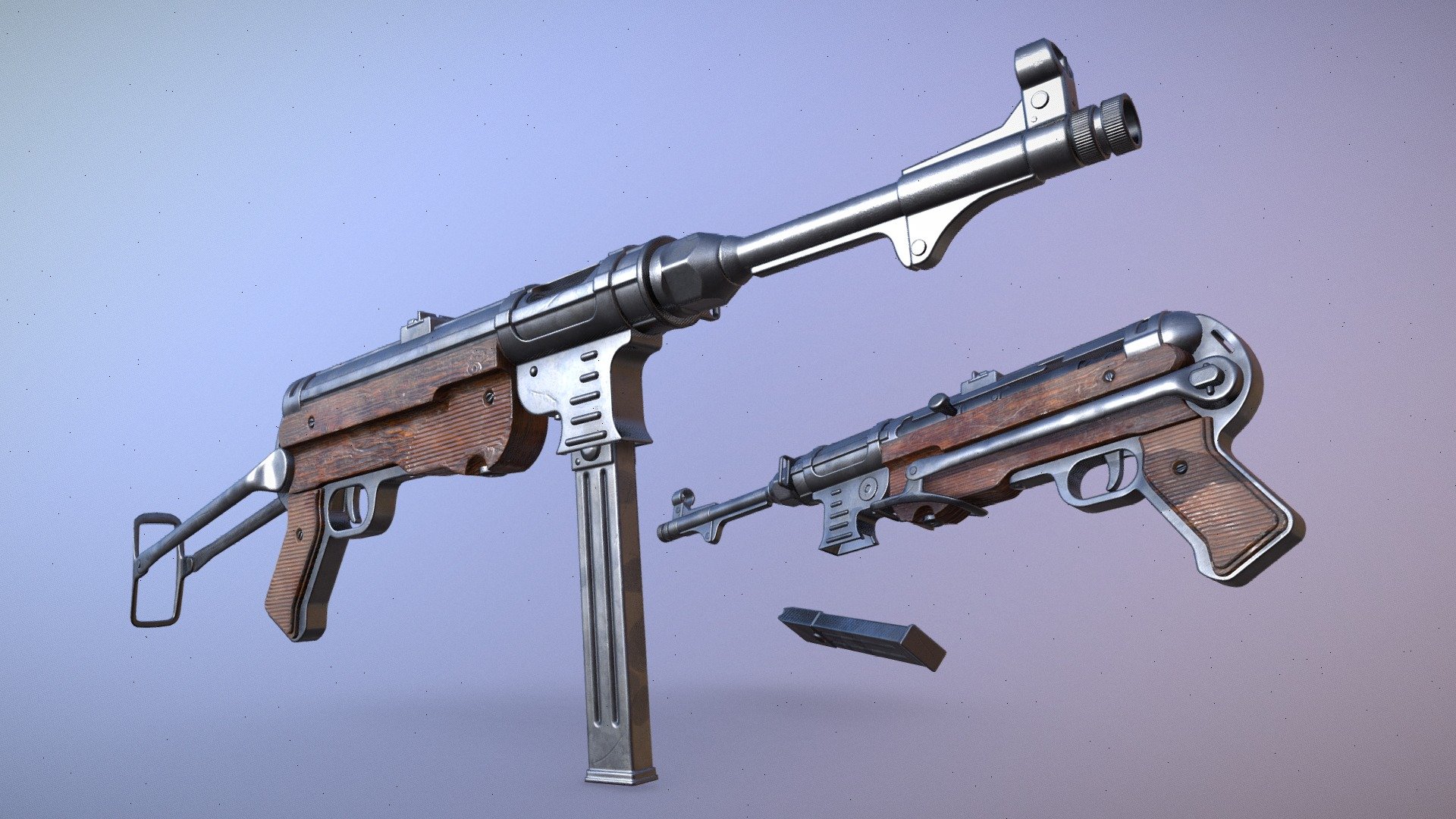 MP40 Submachine Gun - 3D model by BartekHere [fc91e8e] - Sketchfab