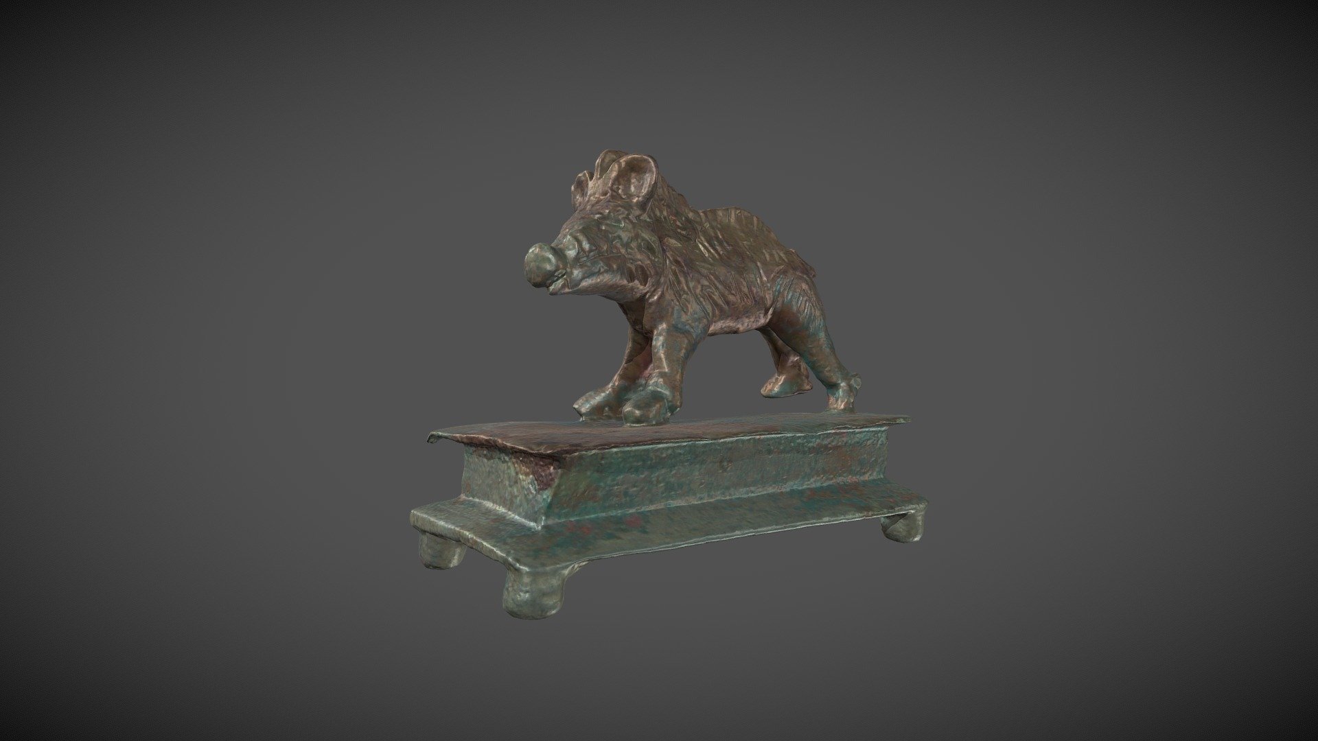 Statuette de sanglier sur socle - Download Free 3D model by Alienor.org, Conseil des musées ...
