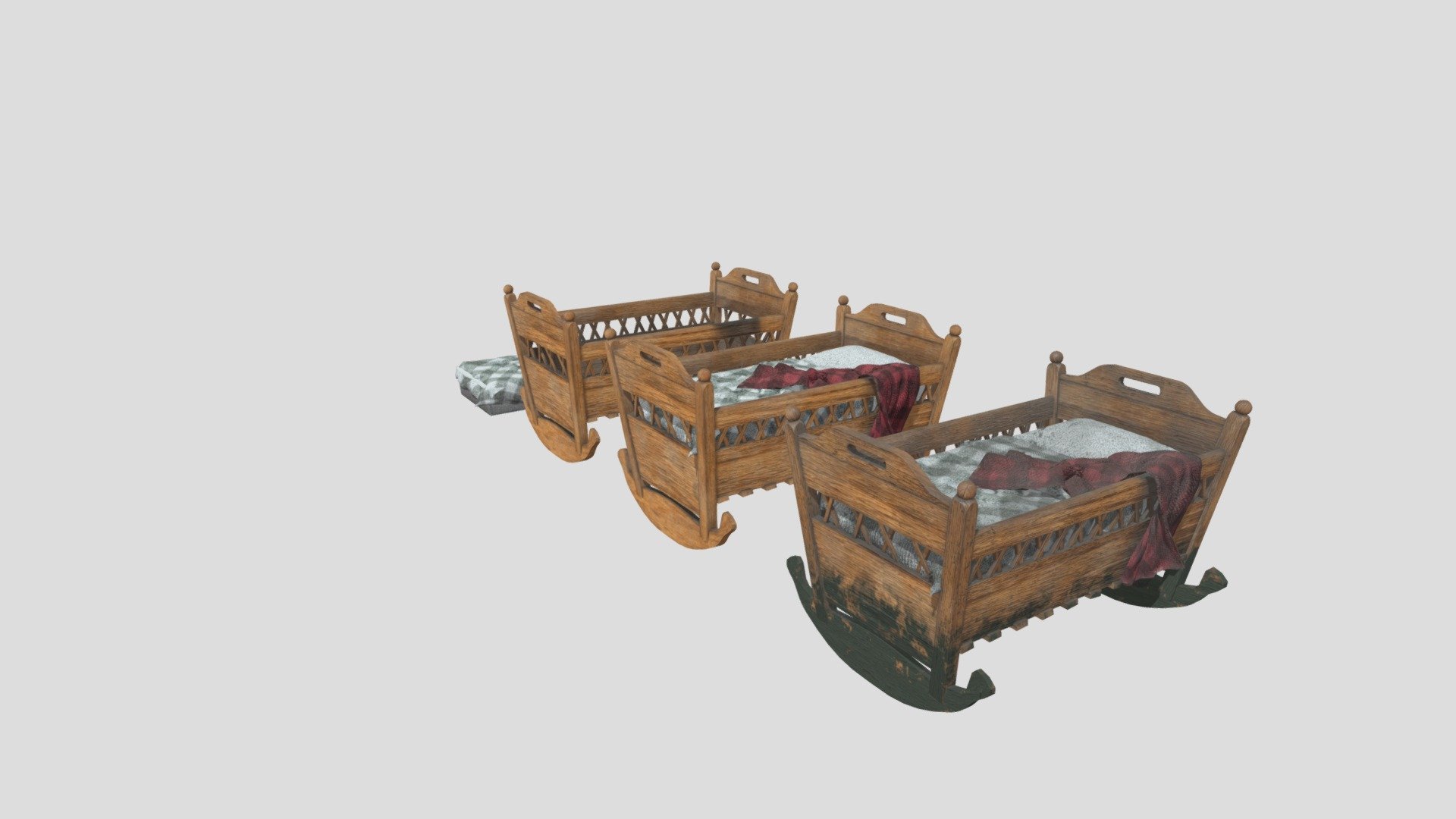 Old wooden Baby Cradle 4k pbr - Buy Royalty Free 3D model by ...