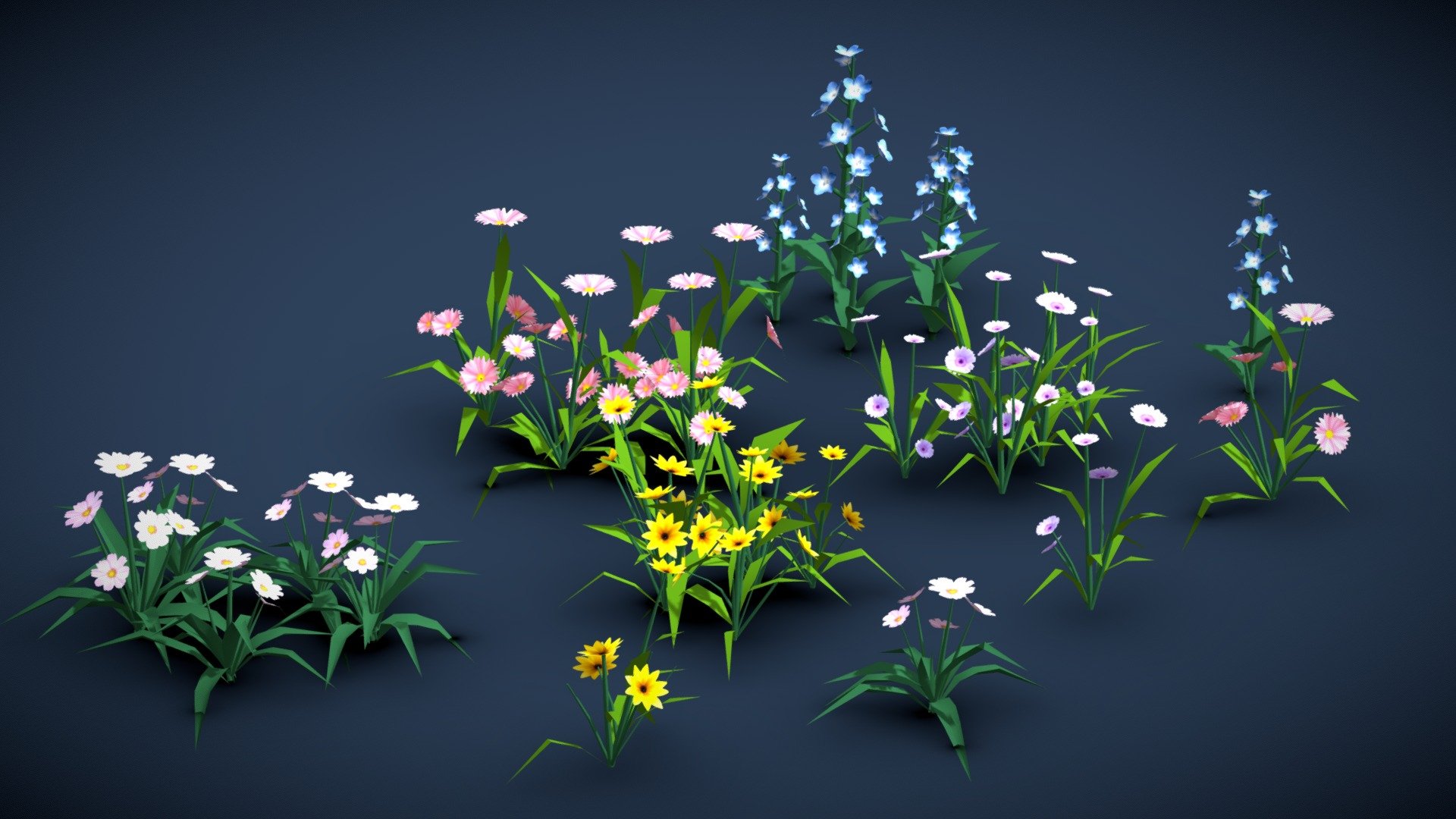 Stylized Low Poly Flowers Pack - 1 - Buy Royalty Free 3D model by ...