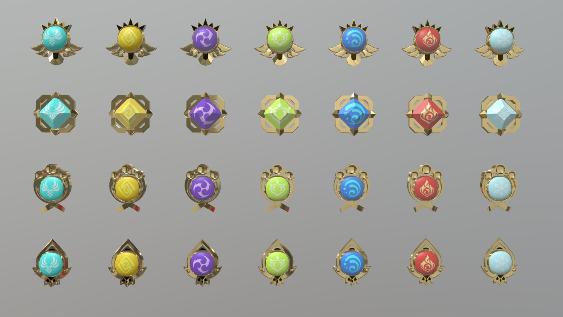 Genshin Impact Visions Set - Buy Royalty Free 3D model by Pocco2122 ...