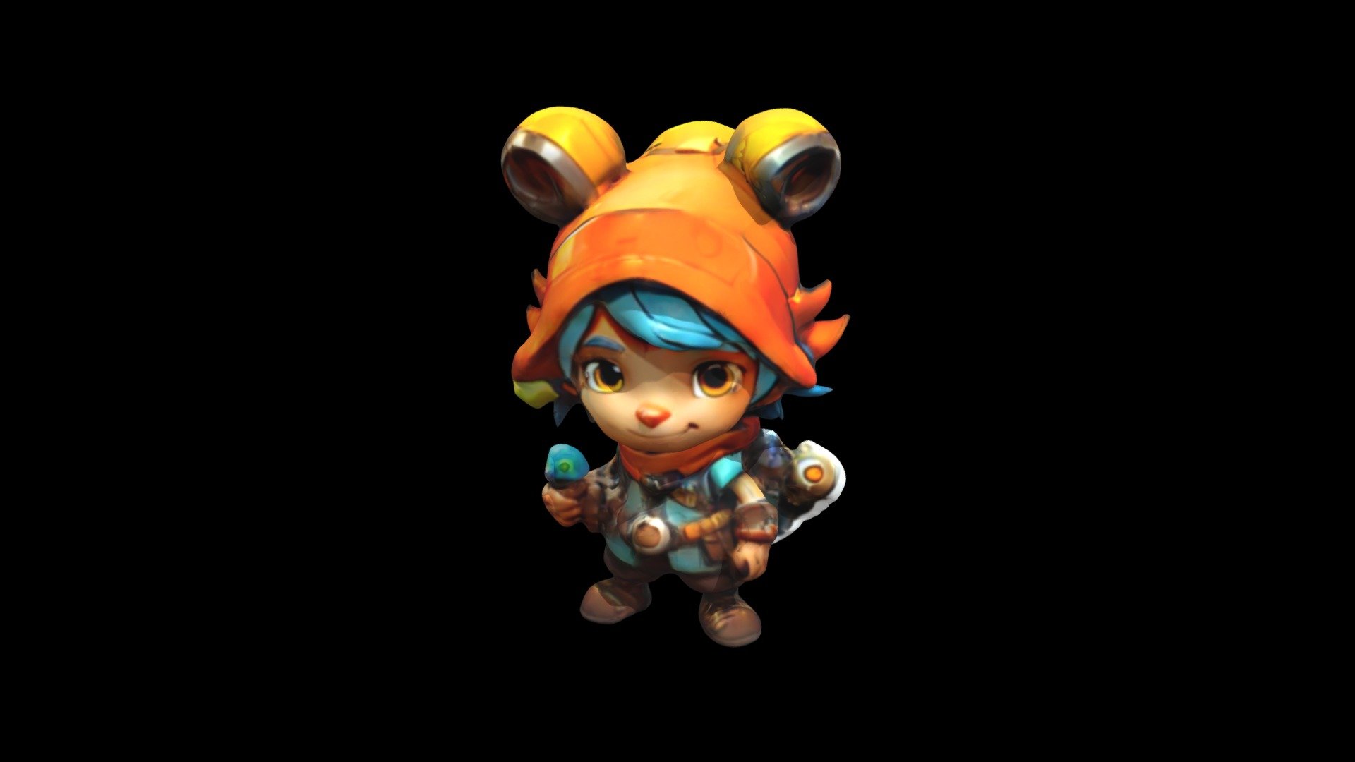 a cartoon character with blue hair and an ora - Download Free 3D model ...
