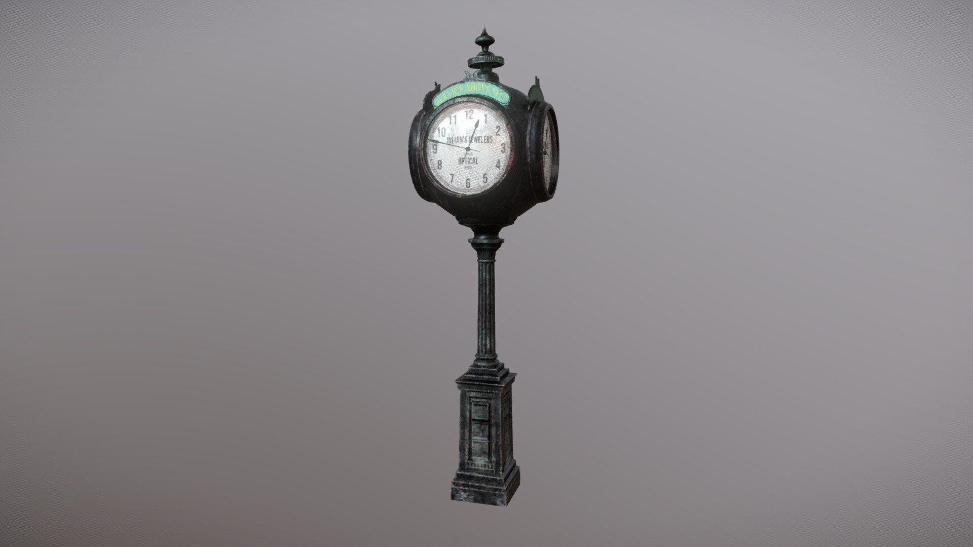 Weathered Post Clock - 3D model by jevenesh [fcdd500] - Sketchfab