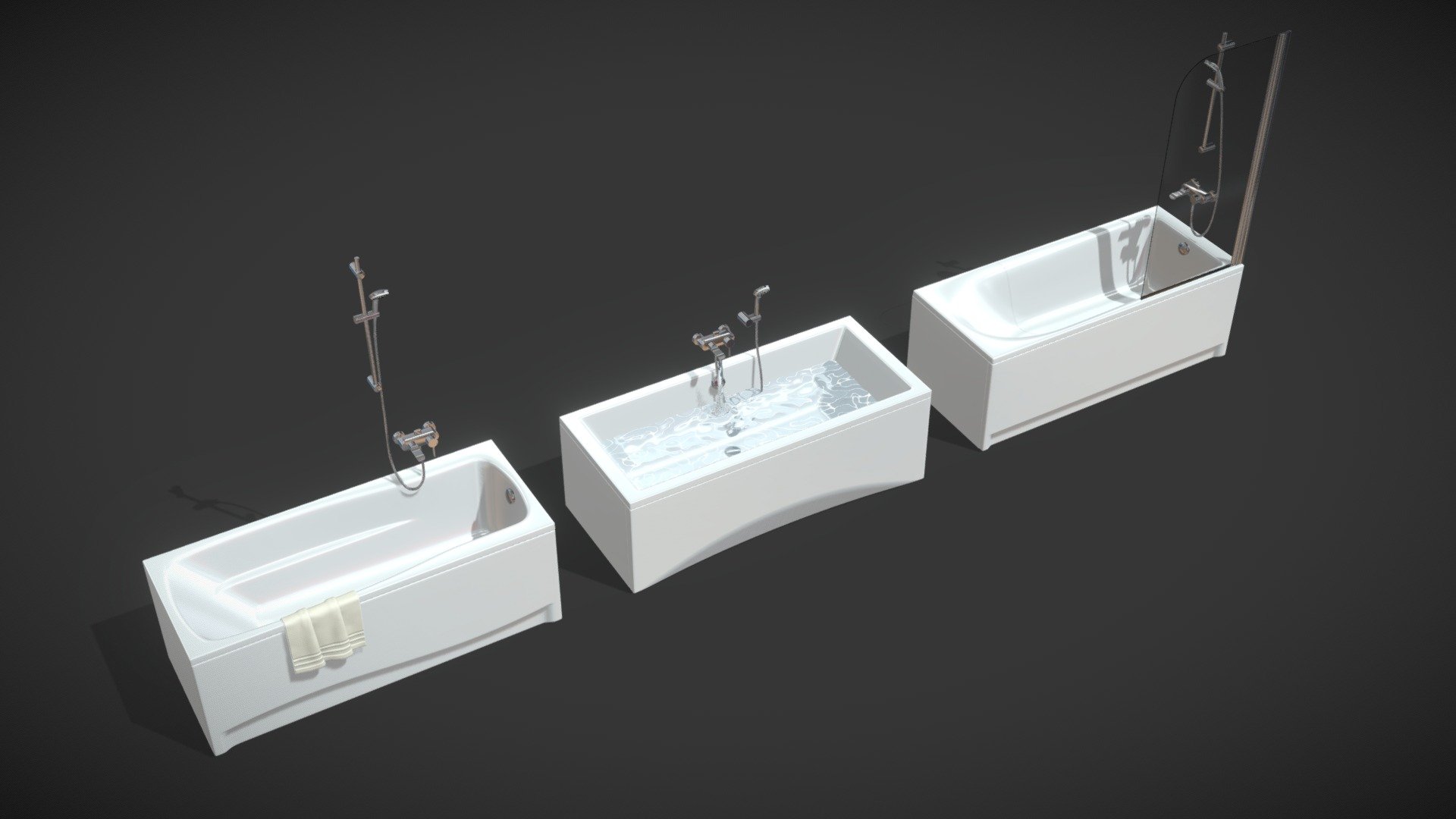 Set of baths Cersanit set 24 Flavia, Intro, Lana - Buy Royalty Free 3D model by madMIX [fcfc6fc ...