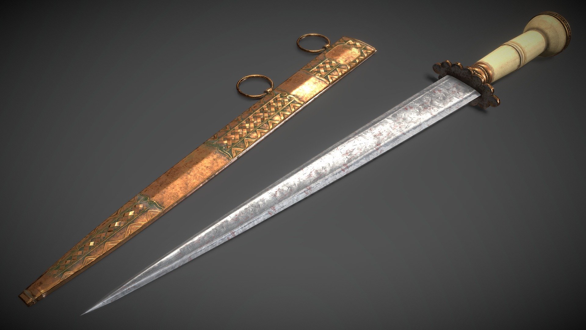 Dagger with sheath - 3D model by snakemakos [fd02b4f] - Sketchfab
