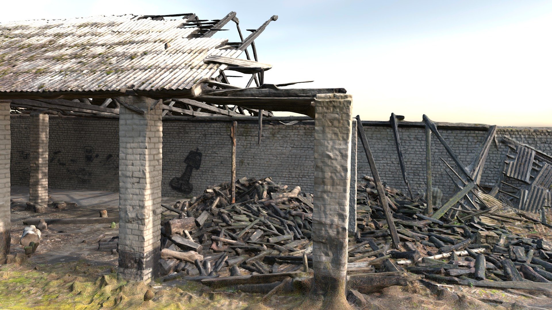 Burned Almost Collapsed Building - Buy Royalty Free 3D model by ...