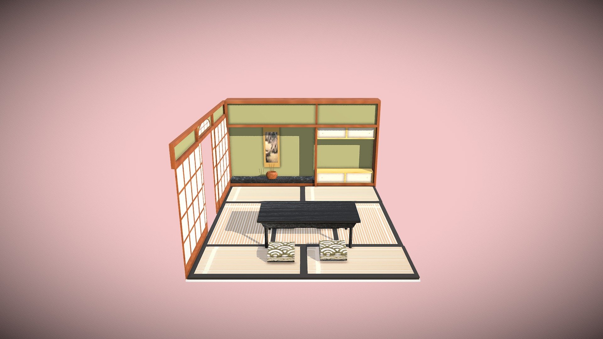 Japan Style Isometric Room - 3D model by moyin [fd045f7] - Sketchfab