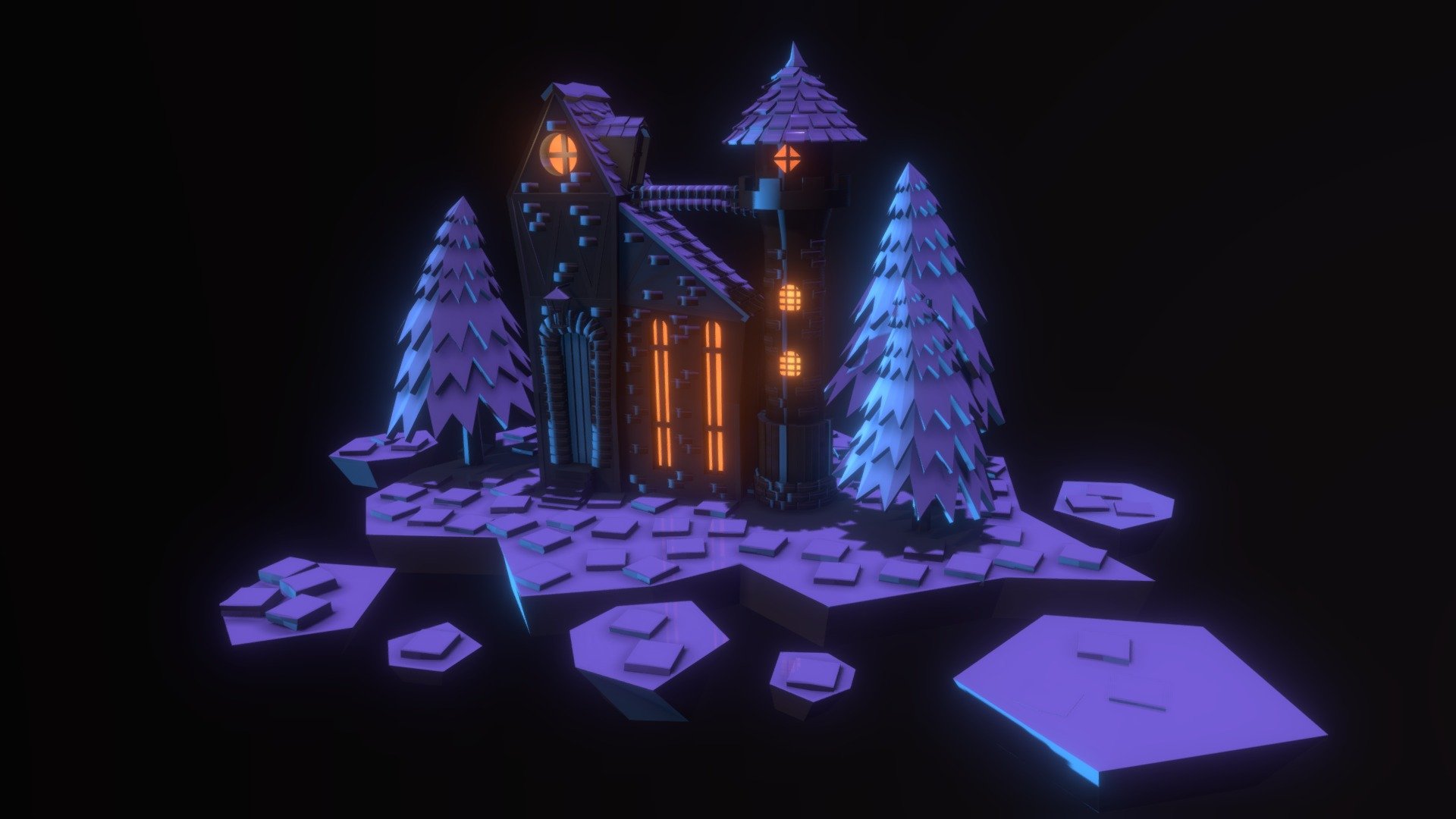 Castle at midnight (Castle Sky Moon) - 3D model by lenygabriellive ...