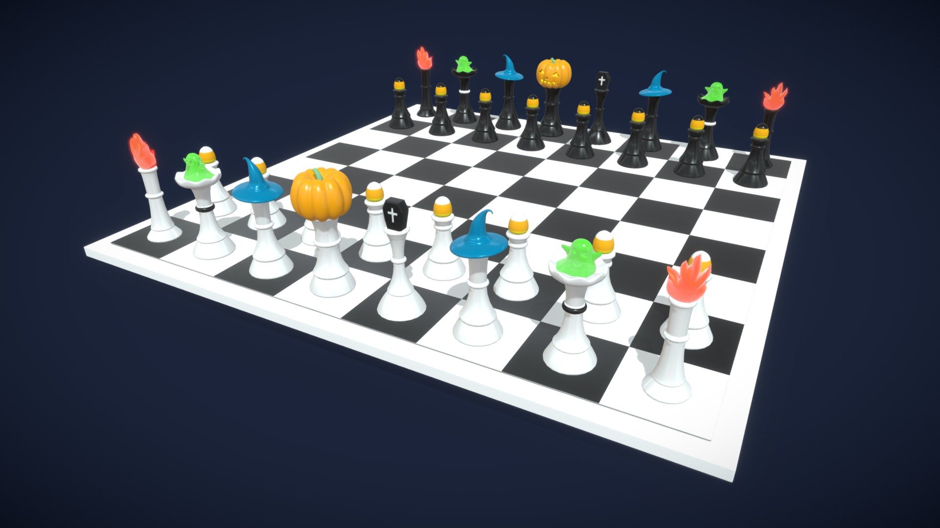 Halloween Chess - 3D model by dinalt [fd09cb1] - Sketchfab
