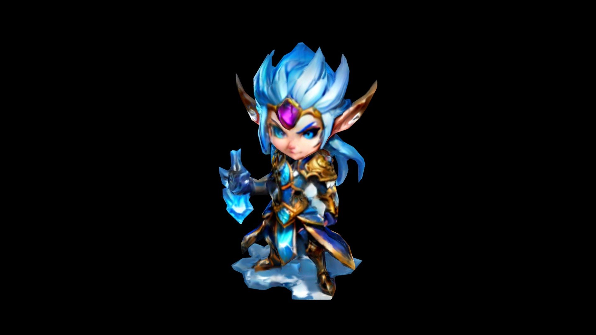 Female elf warrior holding ice-based weapon in f - Download Free 3D ...
