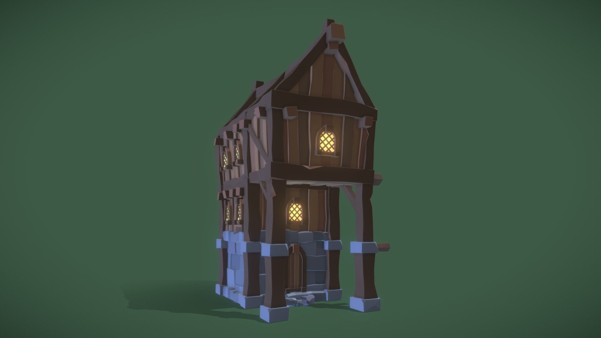 Medieval low poly house game-ready asset - Buy Royalty Free 3D model by ...