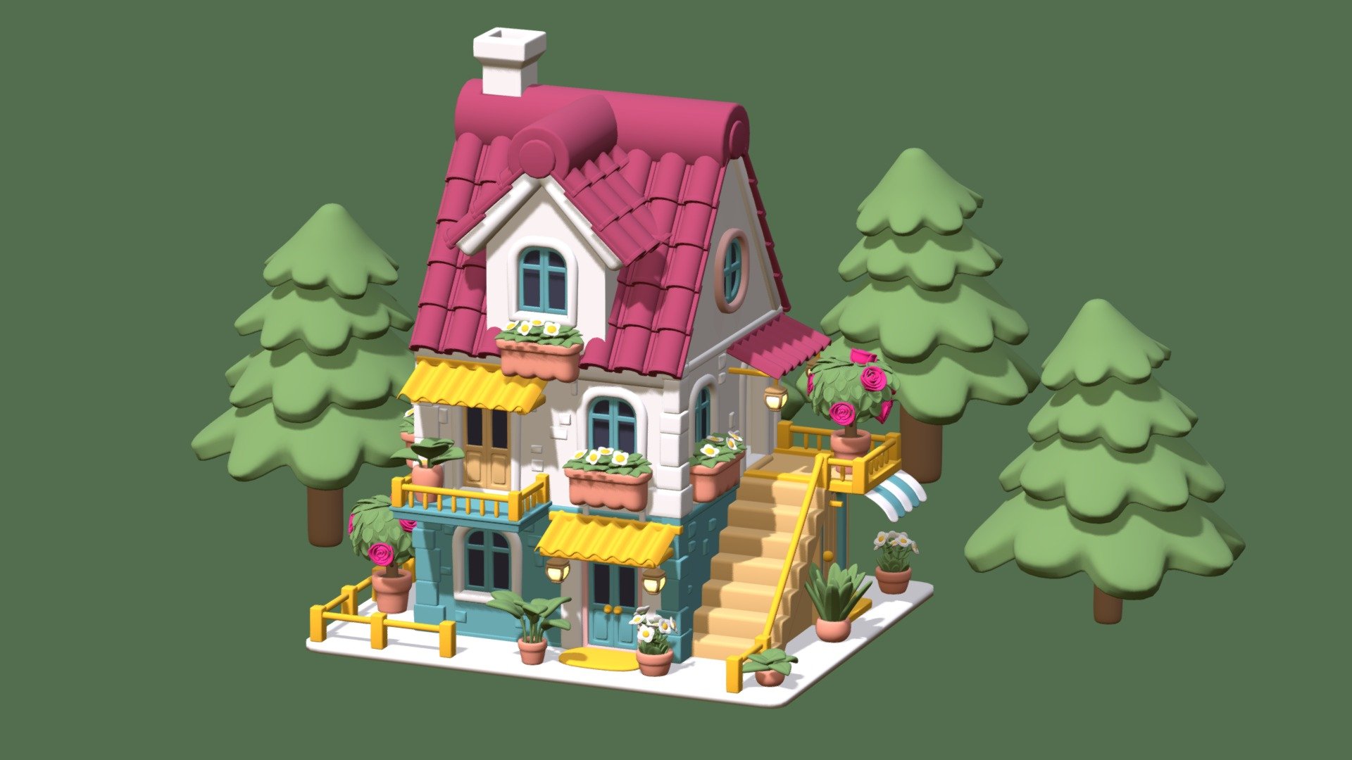 Cute house - 3D model by sodesign (@sodesignby) [fd5b577] - Sketchfab