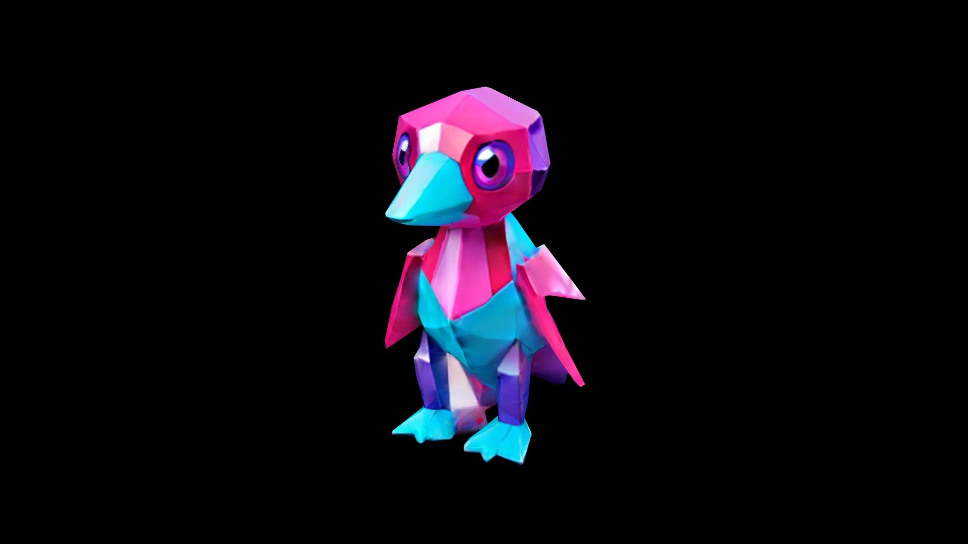 "Magenta Bird Toy A Playful Cartoon Line Art in - Download Free 3D ...
