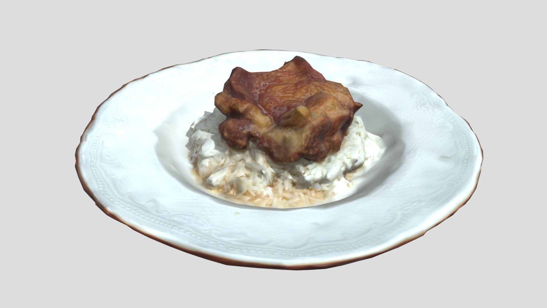 Fried Chicken on Rice - 3D model by jaijaiknasnan [fd647c5] - Sketchfab