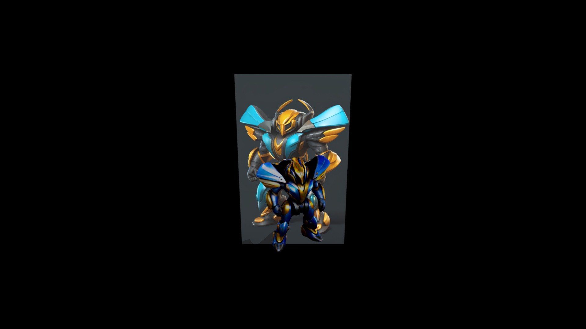 Blue and Gold Robot A blue and gold robot sta - Download Free 3D model ...