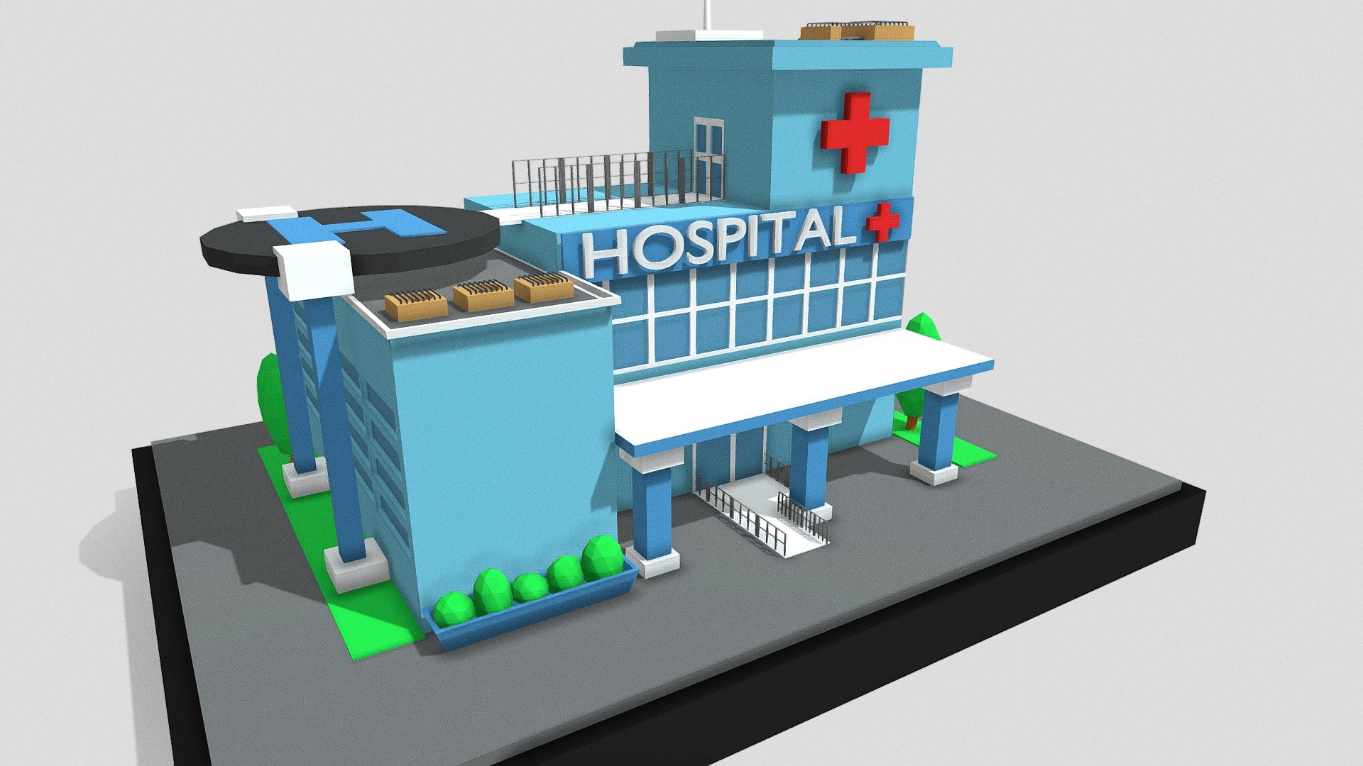 Poly Hospital in 3D: made with Blender - Download Free 3D model by ...