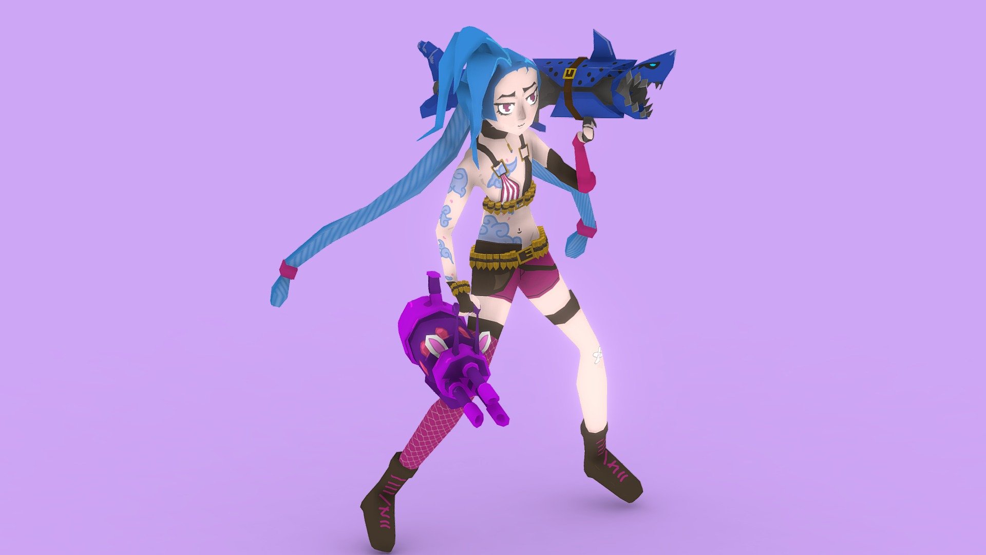 Jinx LowPoly - Download Free 3D model by Mora (@MoraAzul) [fd952fc ...