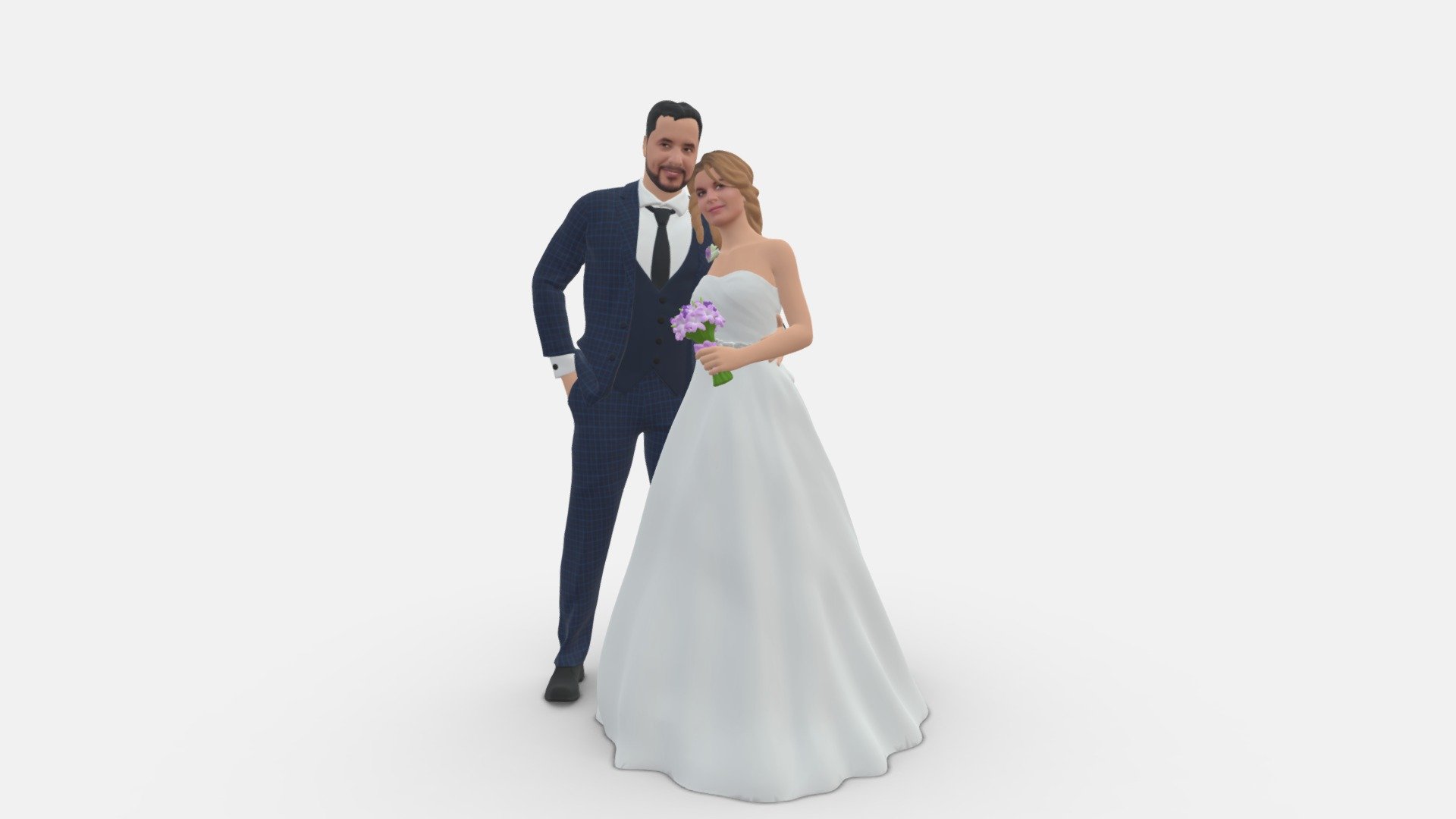 wedding blonde woman man in blue 001062 - Buy Royalty Free 3D model by ...