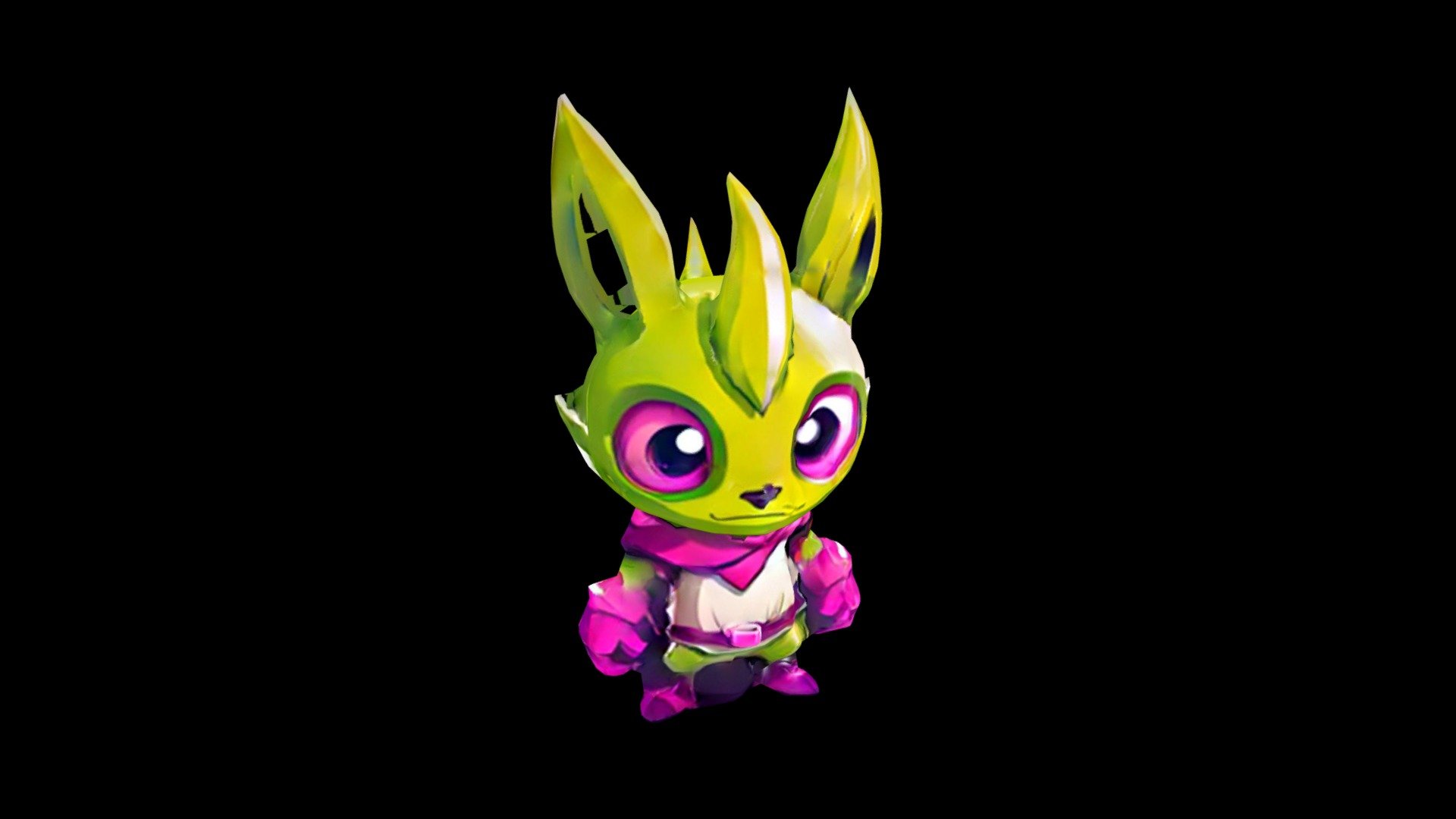 A cartoon style image of a green and pink bunny - Download Free 3D ...