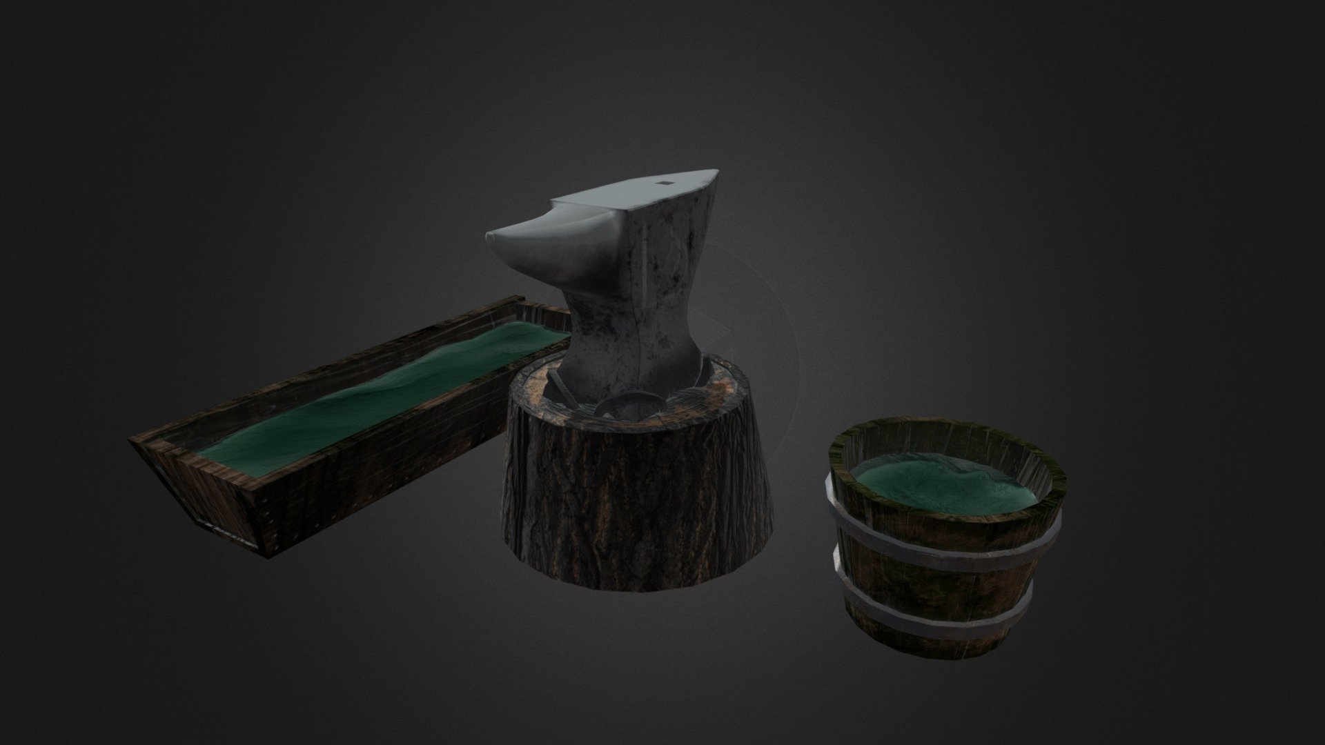 Anvil, Water Bucket And Water Trough - Download Free 3D model by RBG ...