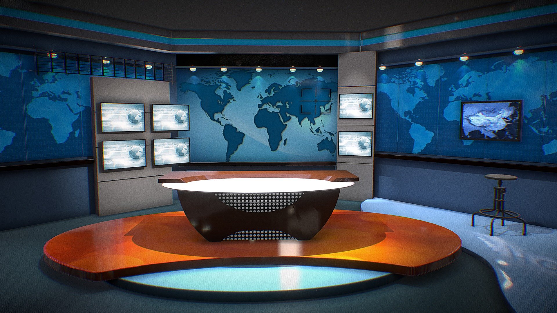 news broadcast studio_003 - Buy Royalty Free 3D model by mushuangming ...