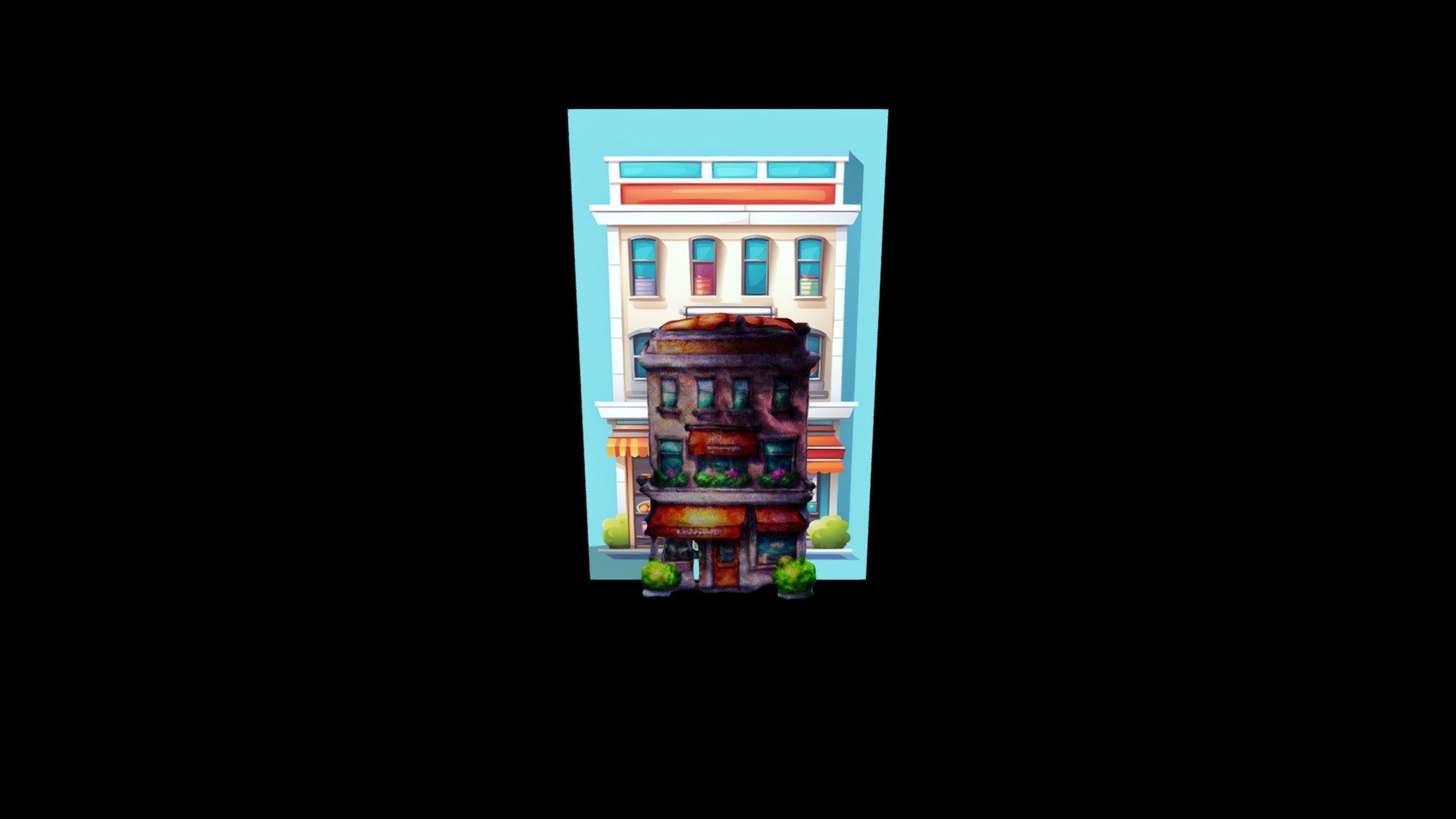 illustration of a cartoon store front with a sto - Download Free 3D ...