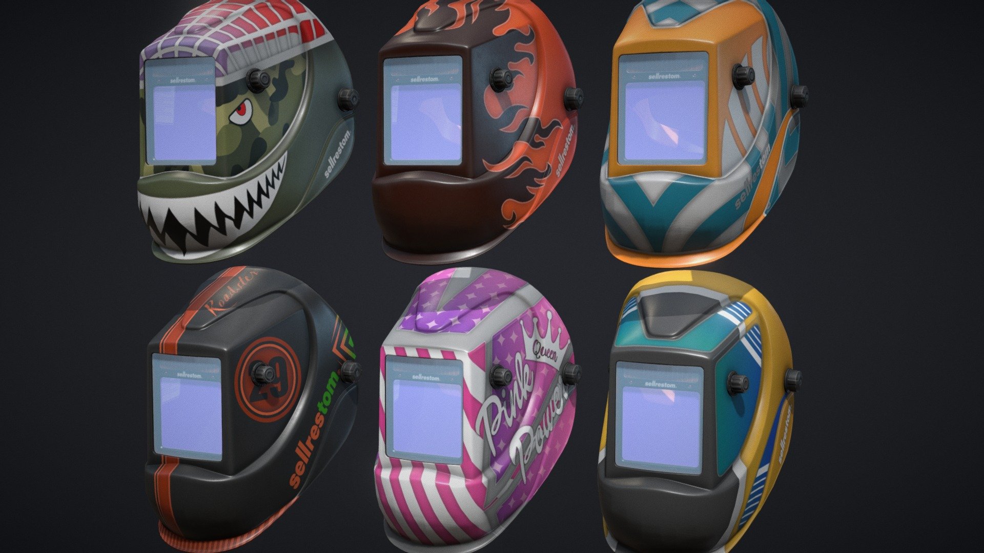 Welding mask [custom prints] 3d model Low-poly - Buy Royalty Free 3D ...
