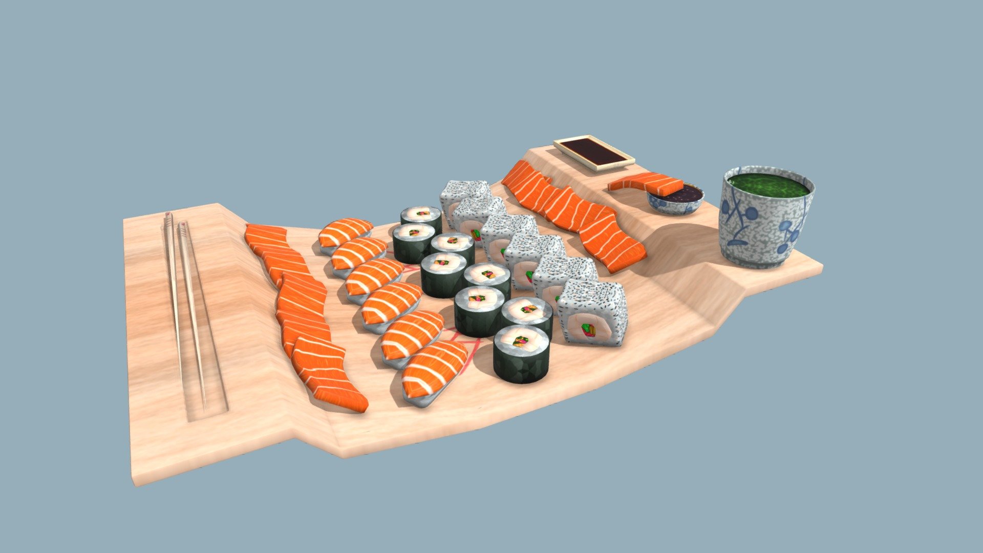 Sushi Diorama - 3D model by Tecnecio [fe34eea] - Sketchfab