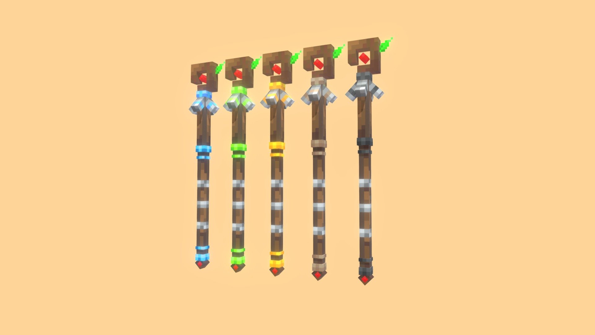 Wooden Magic Staffs - 3D model by Vaskel [fe3bc5a] - Sketchfab