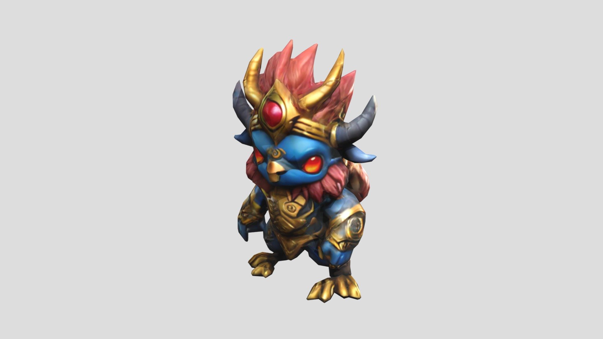 "Viking-style demon creature with red horns, blu - Download Free 3D ...