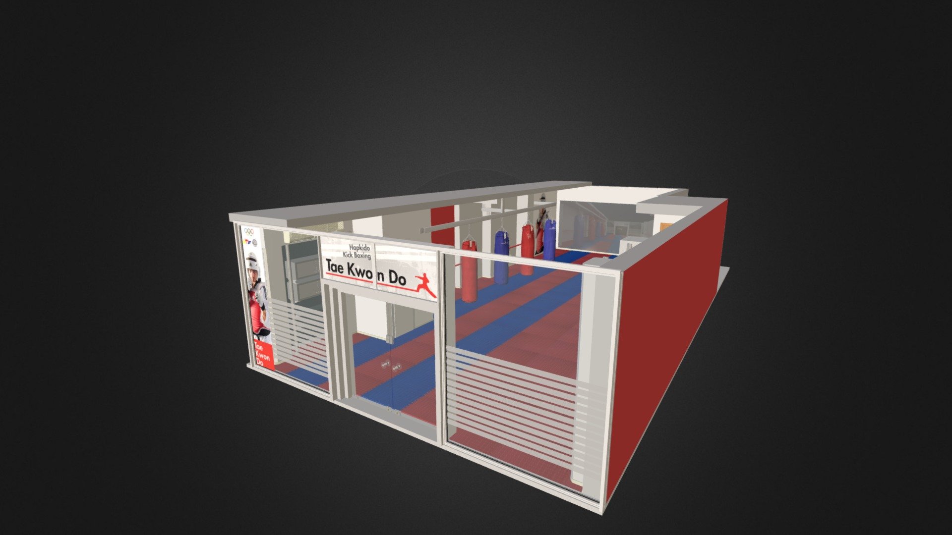 Interior of tae kwon do - kick boxing room - 3D model by FiL [fe6cf62 ...