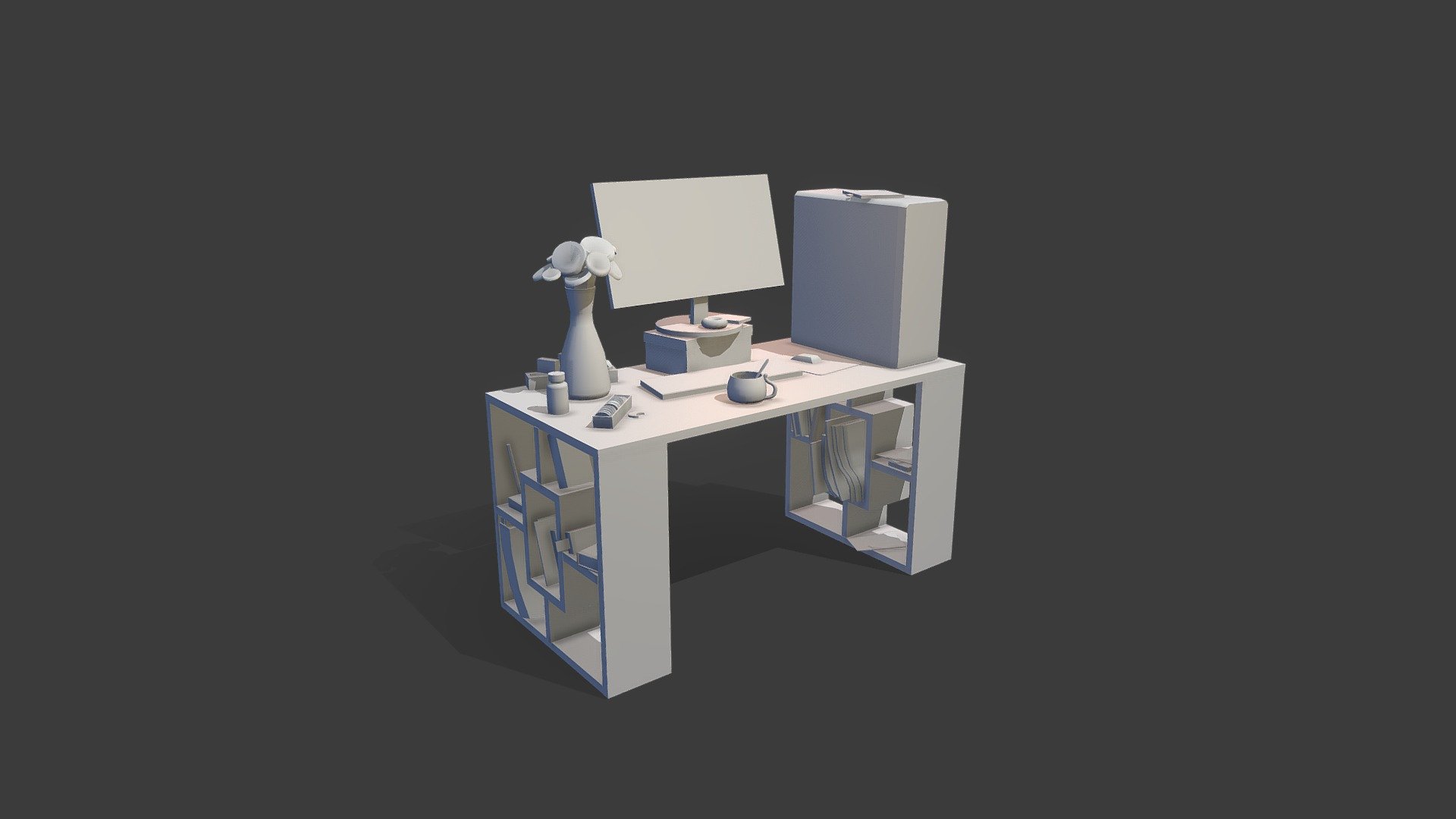 Computer desk with mess - Download Free 3D model by Aysa [fe7d52f ...