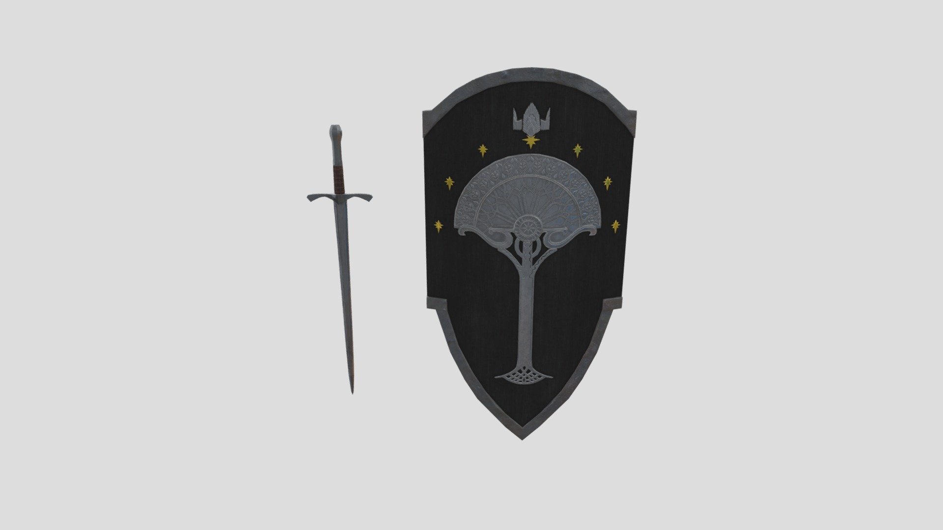 Gondor sword and shield. - Download Free 3D model by Phobos20 [fe891e5 ...