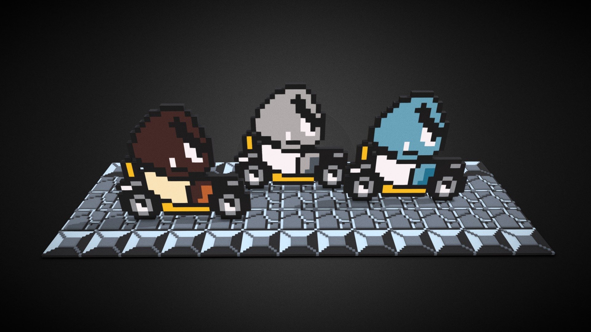 SMK120 / 122 - Super Pixel Kart Goombas - Buy Royalty Free 3D model by ...