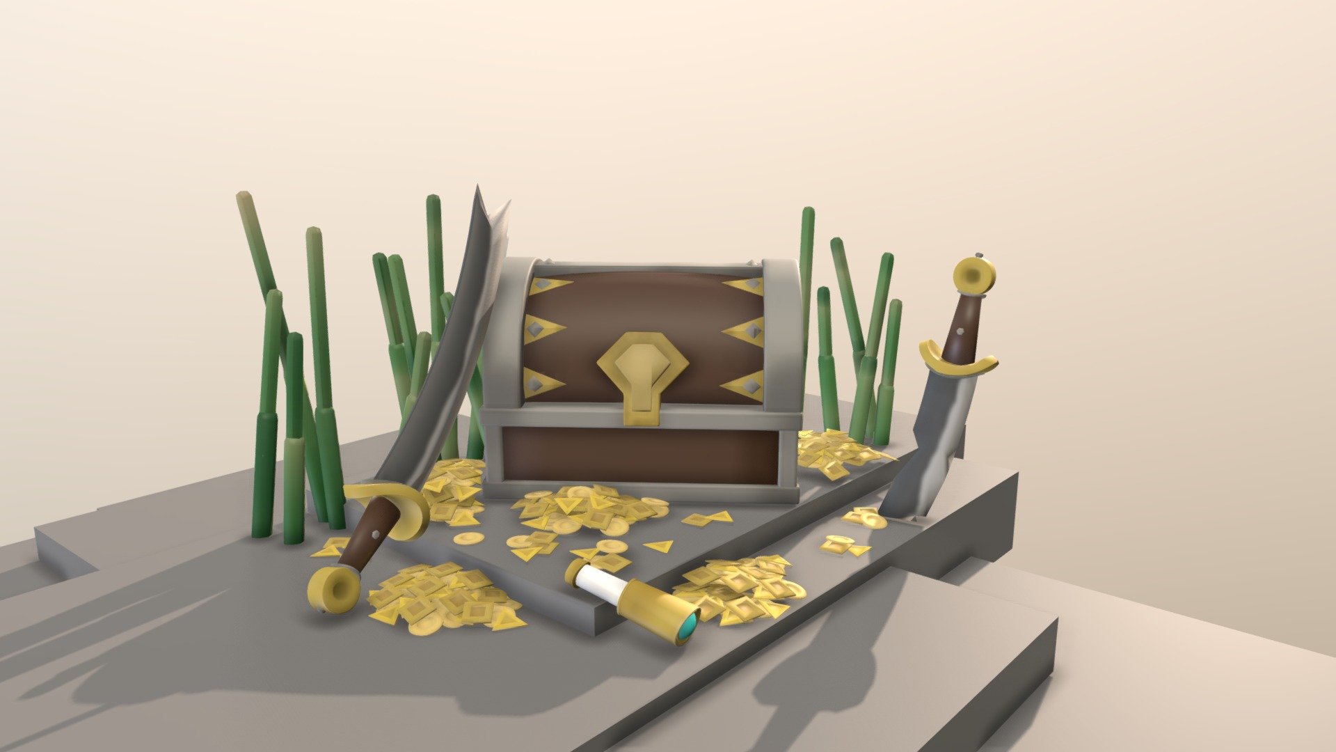 Pirate Treasure - 3D model by PezzDispenser [fe95763] - Sketchfab