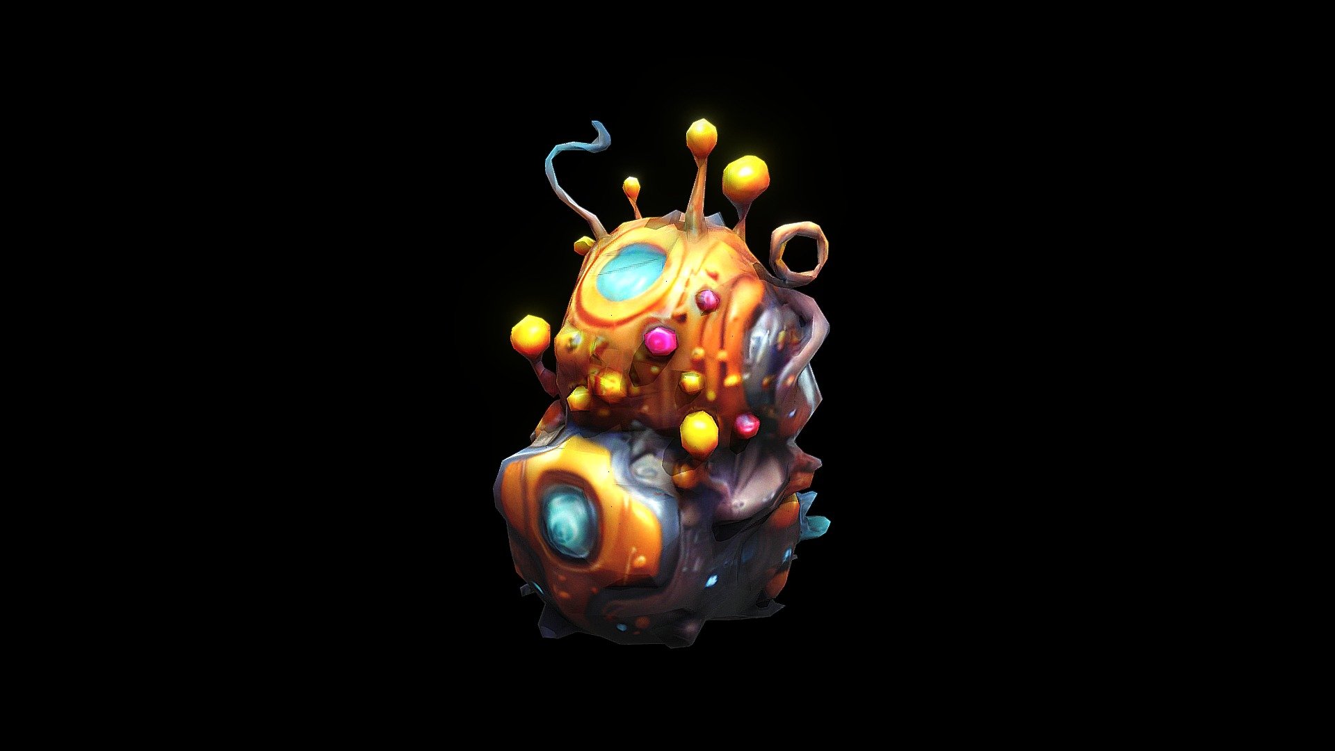 a cartoon drawing of a strange object with mu - Download Free 3D model ...