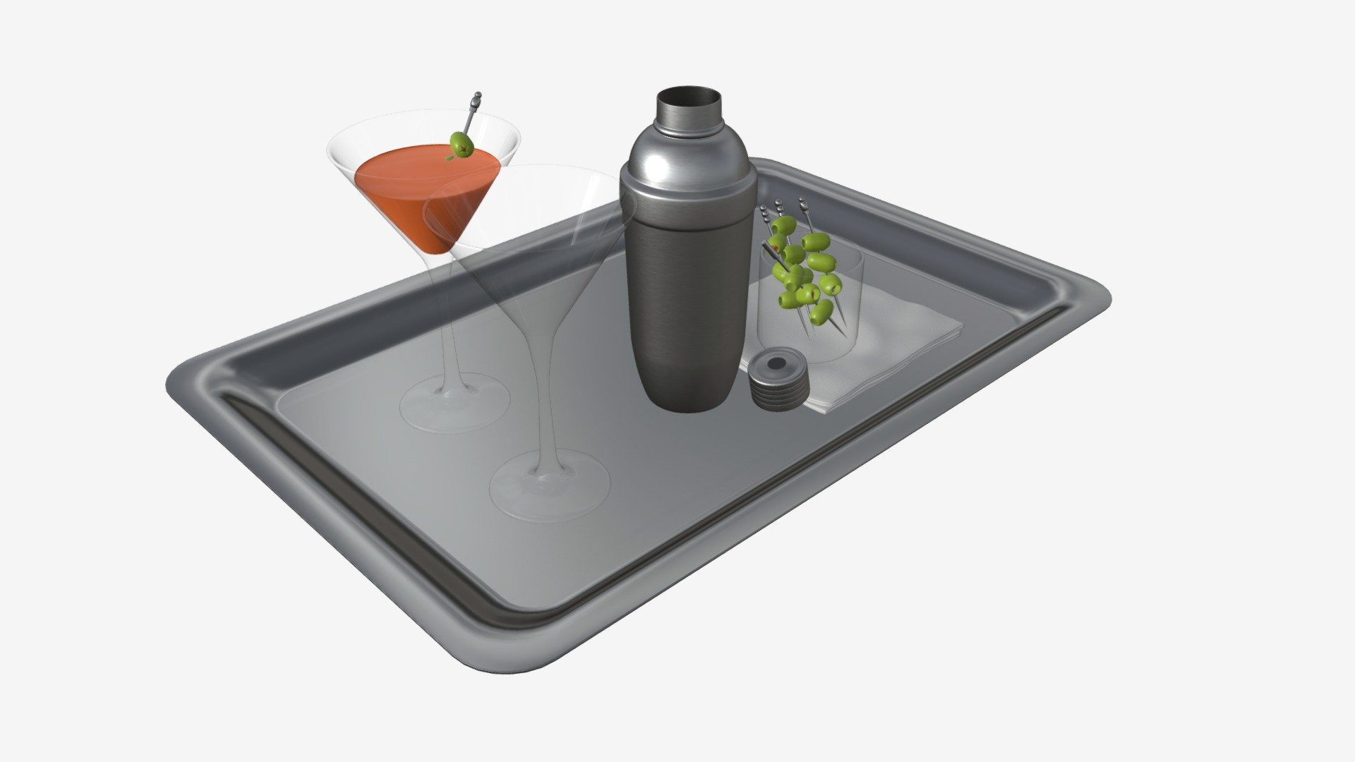 cocktail with shaker on metal plate - Buy Royalty Free 3D model by ...